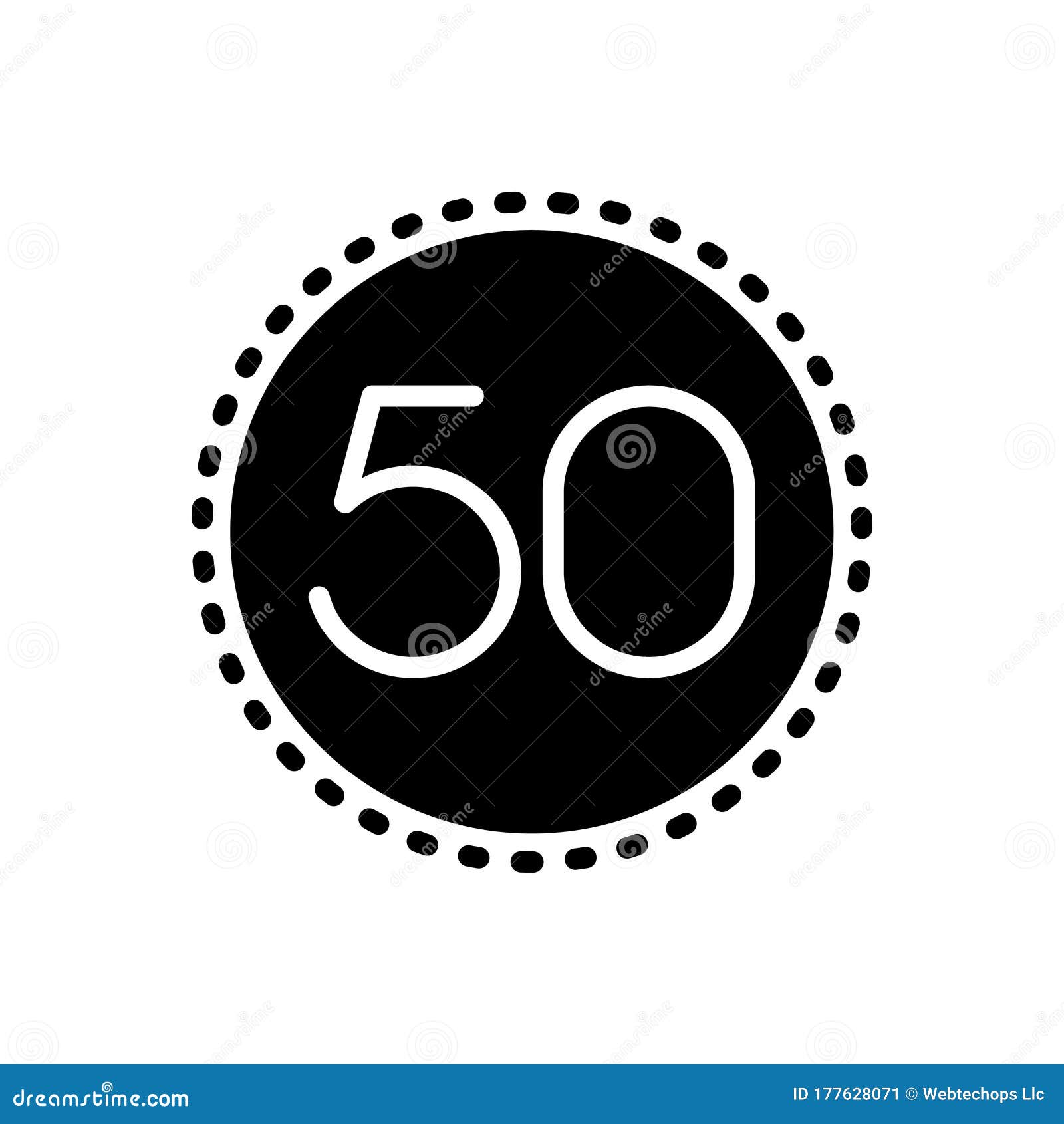 Black Solid Icon for Fifty, Number and Count Stock Vector ...