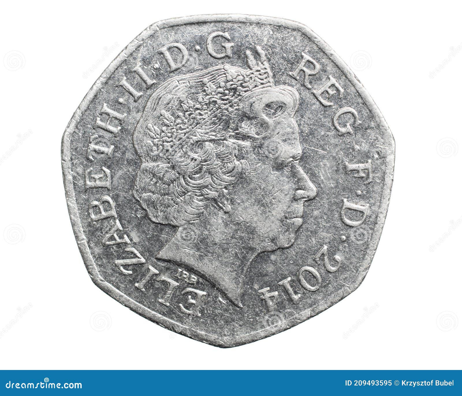 Fifty Pence Coin Isolated On White Background Editorial Image ...