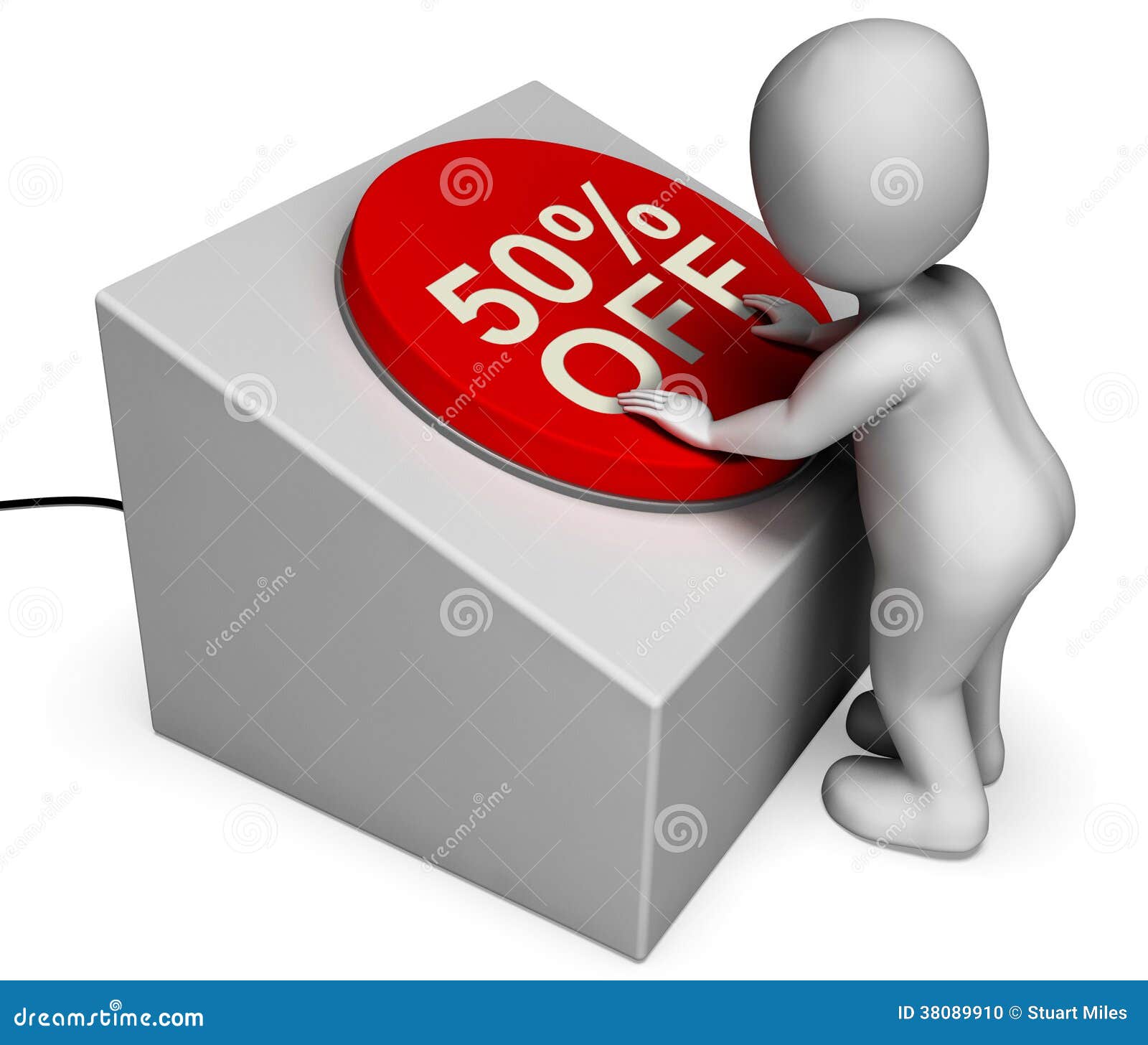 Fifty Percent Off Button Means Half-Price Bargain Stock Illustration ...