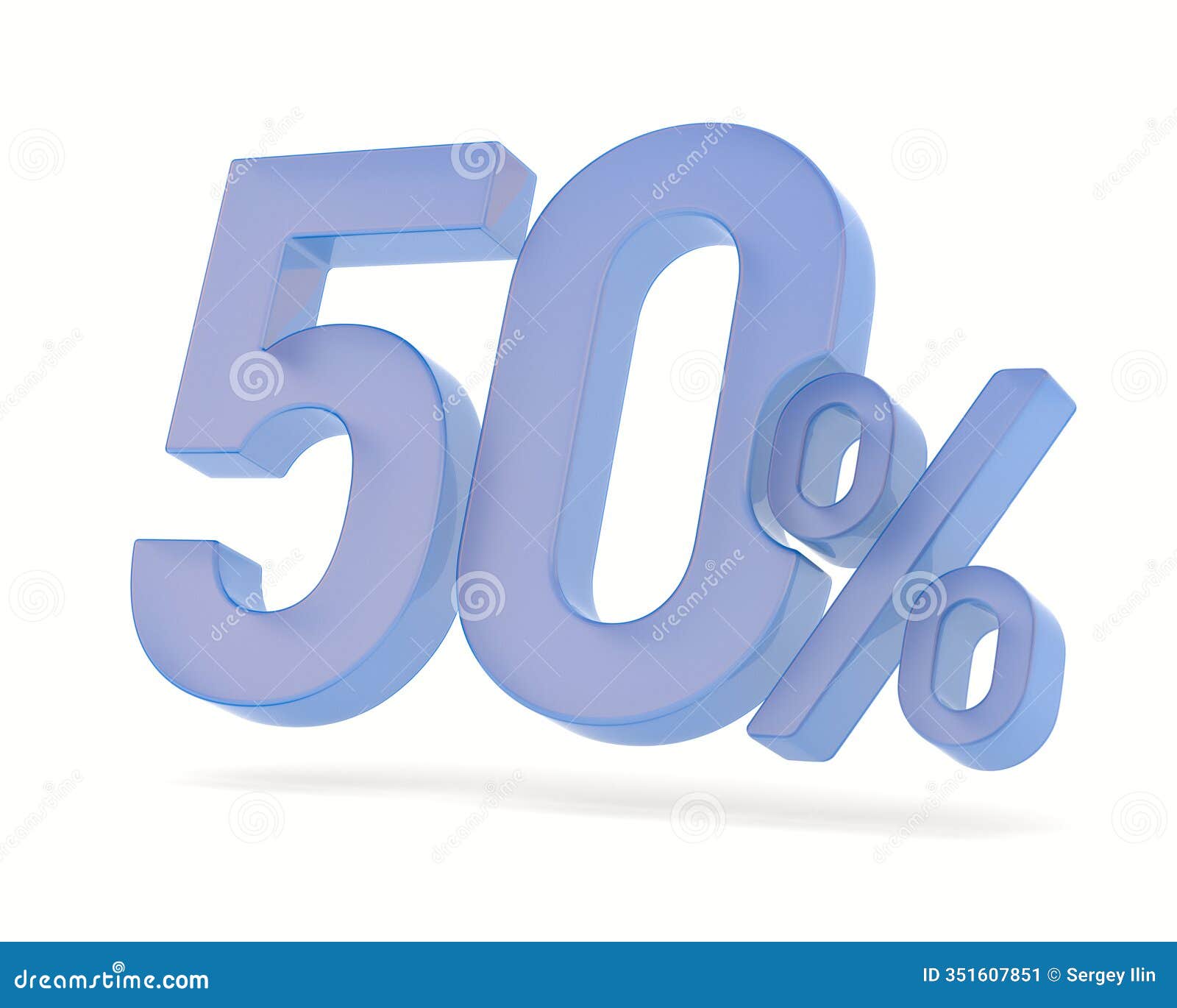 Fifty Percent on White Background. Isolated 3D Illustration Stock ...