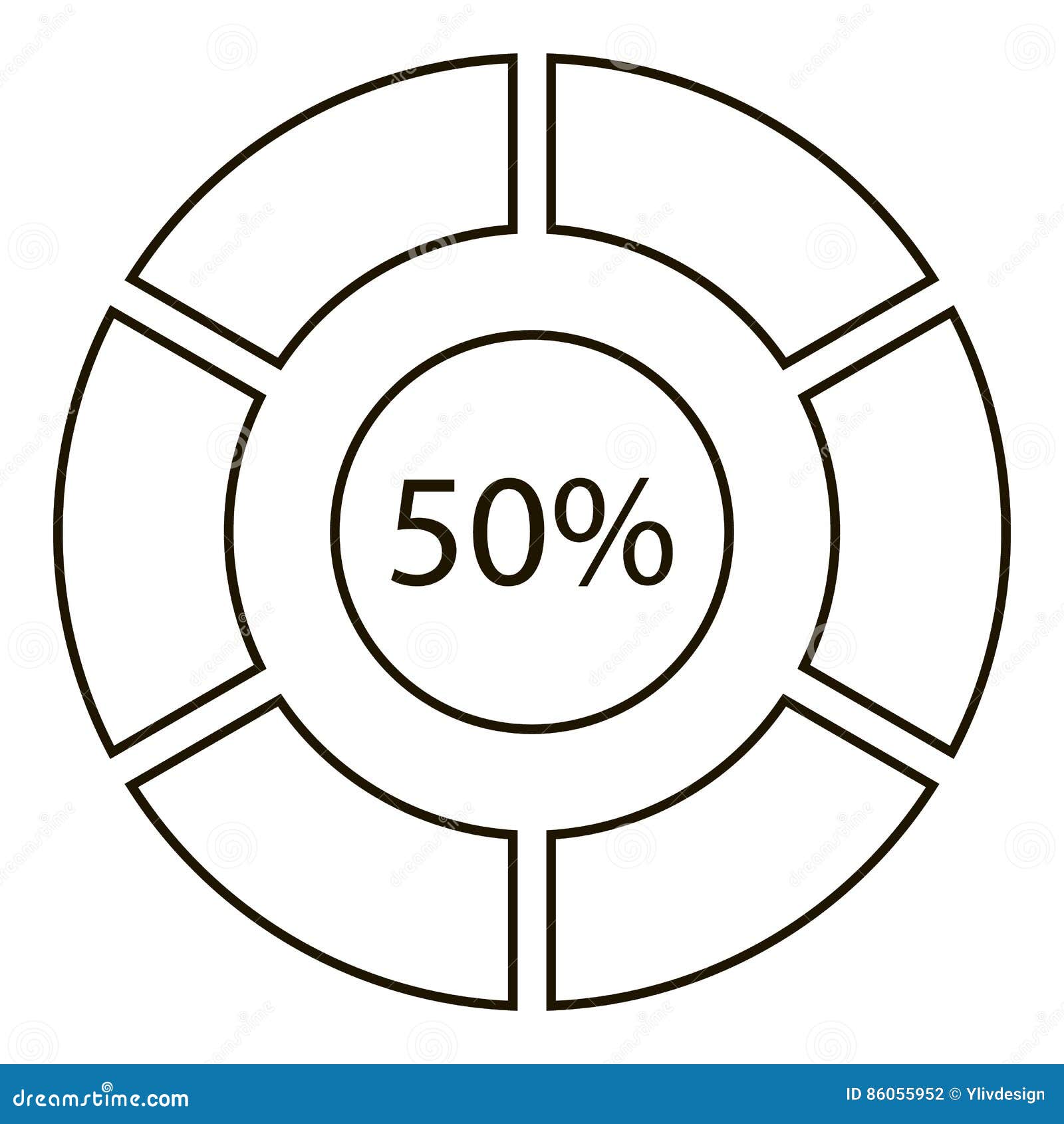 Fifty Percents Diagram Infographics, Outline Style Stock Vector ...