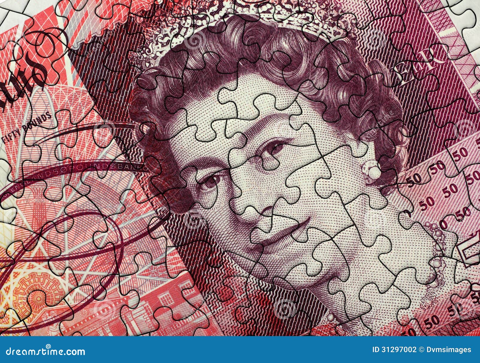 Fifty Pound Note Jigsaw editorial photography. Image of queen - 31297002