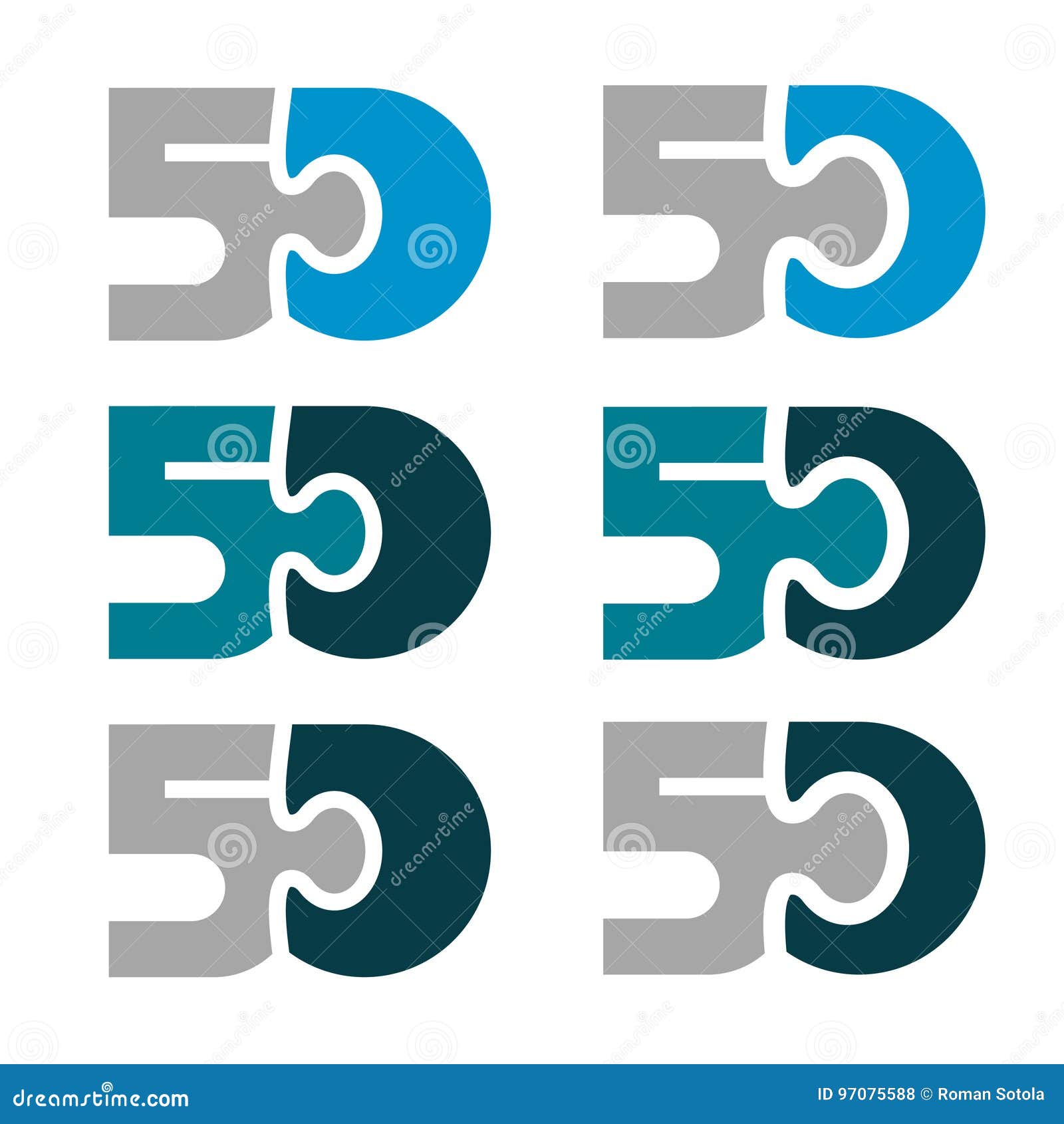 50 Fifty Puzzle Linked Number Stock Vector - Illustration of ceremony ...