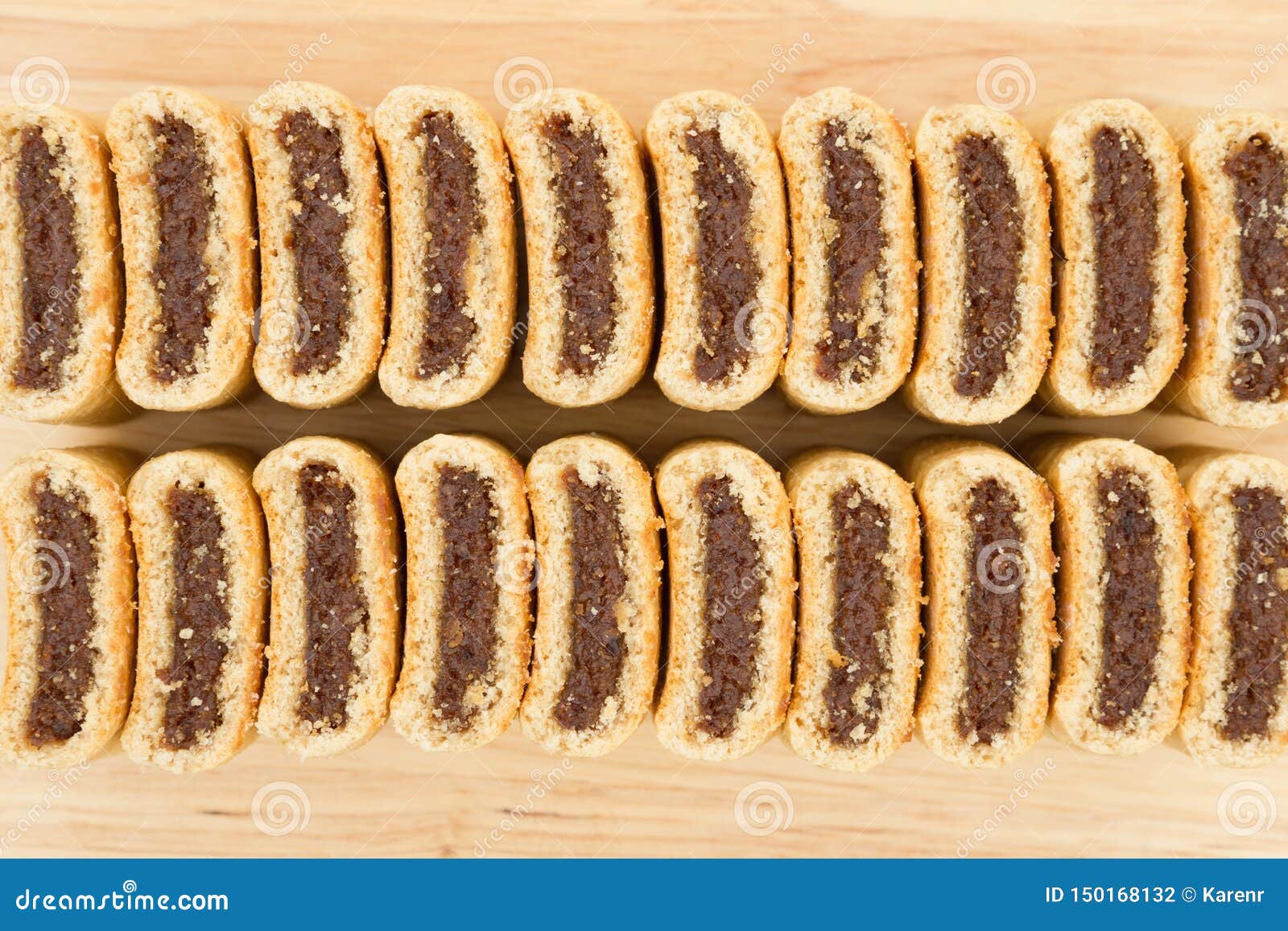 Fig Cookies in a Row on a Wood Table Stock Photo - Image of newton ...