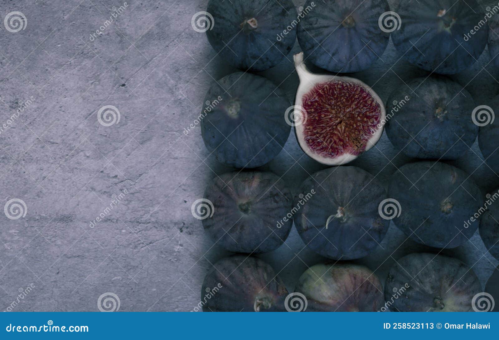 Fig Cut in Half with Figs in Row Stock Image - Image of fall, food ...