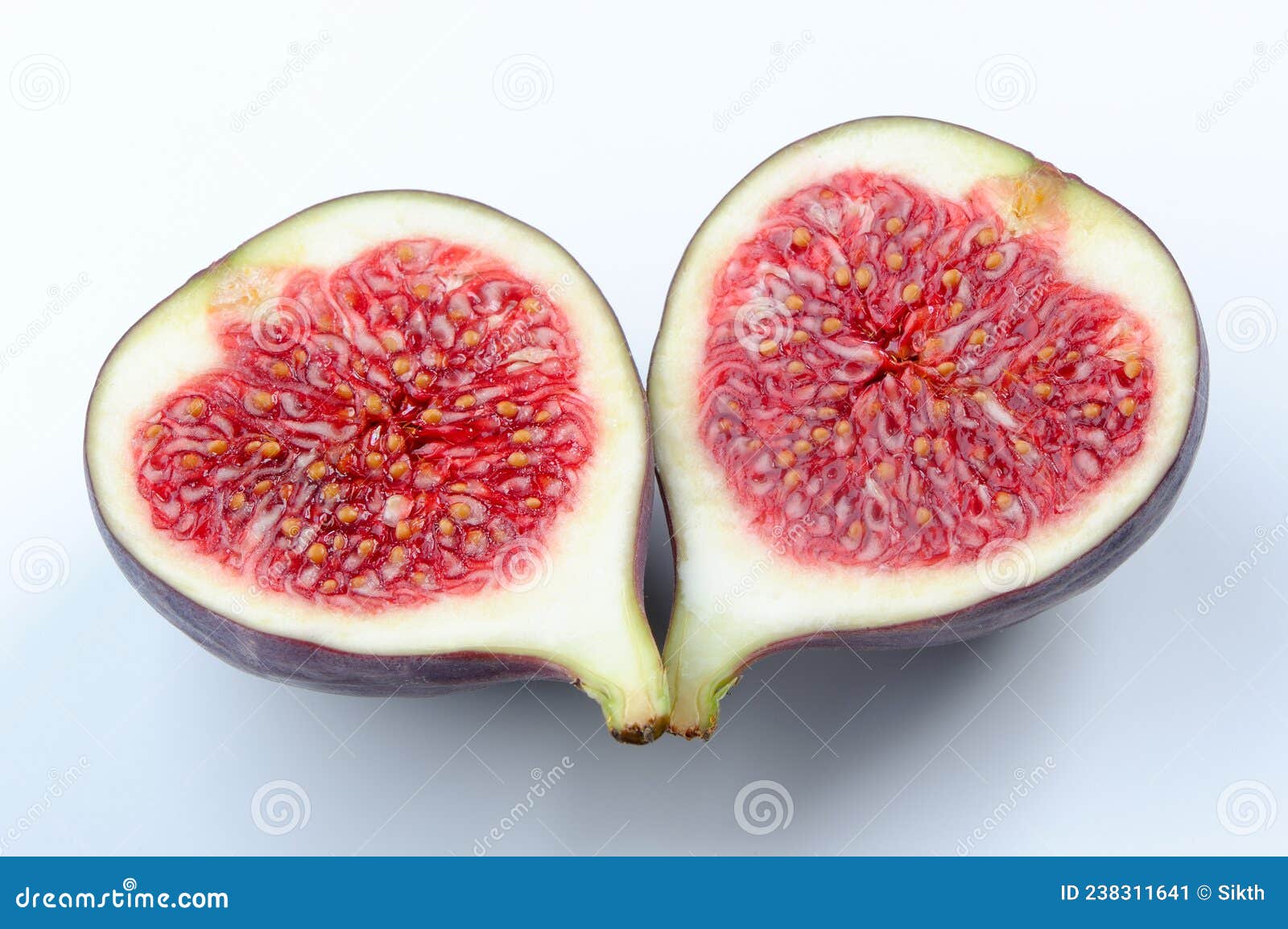 Fig Cut in Half Isolated on White Backgound Stock Image - Image of ...