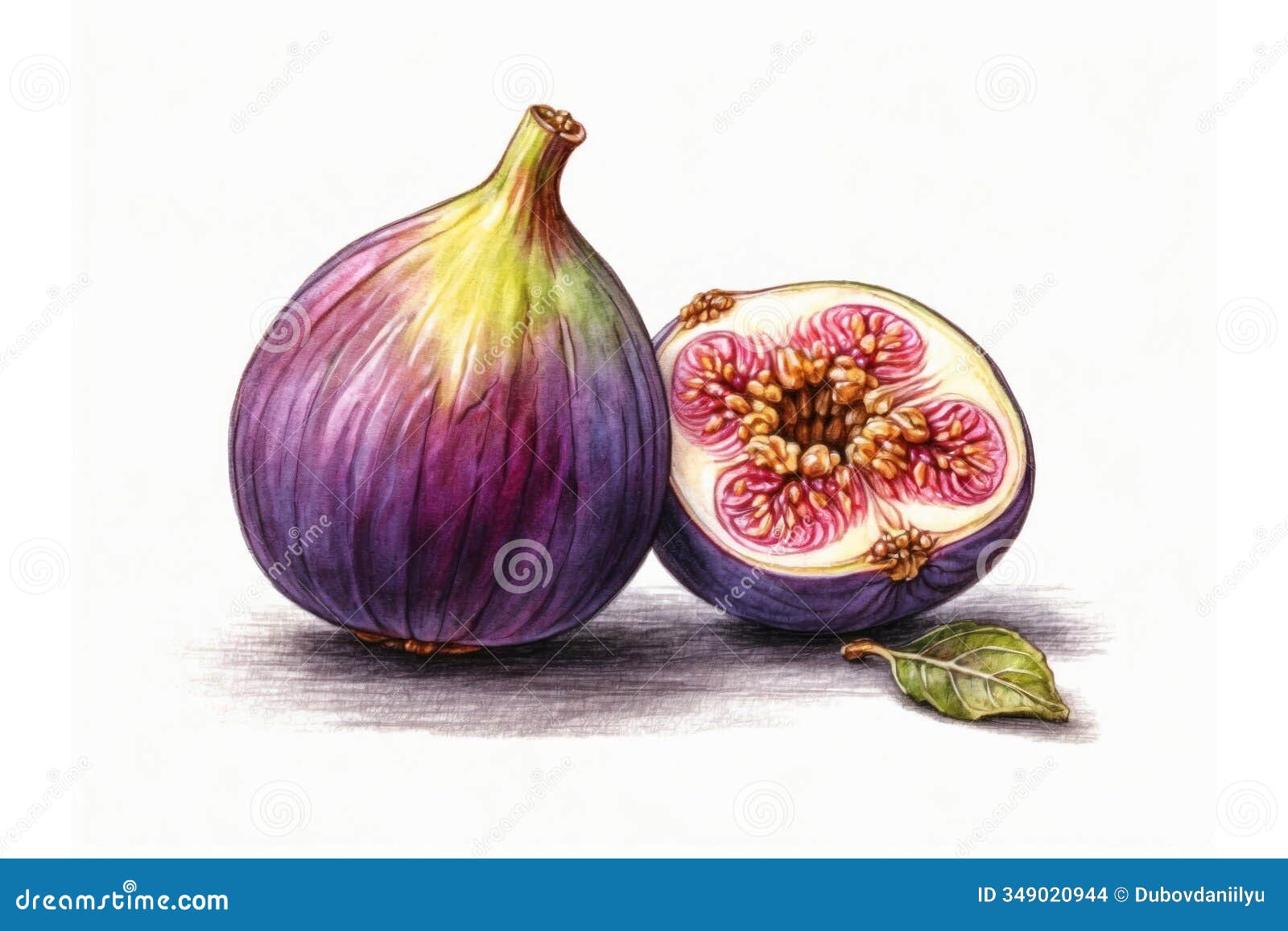 Fig Fruit Pencil Drawing: a Realistic Image with a Detailed Texture and ...