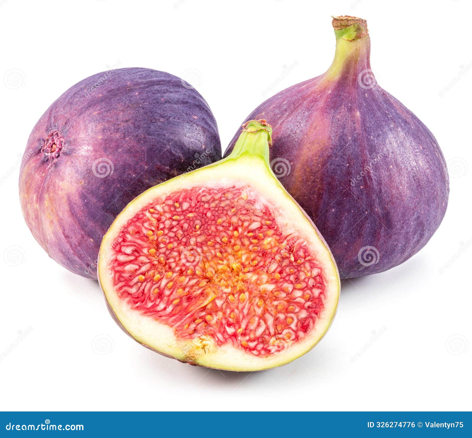 Fig Fruits and Cross Sectio of Fig Isolated on White Background Stock ...