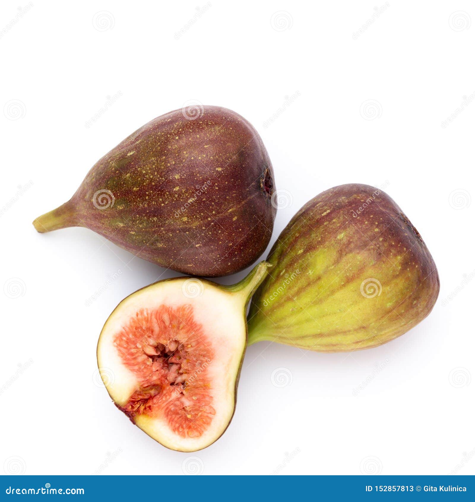Fig Fruits Isolated on White Background. Top View. Flat Lay Pattern ...