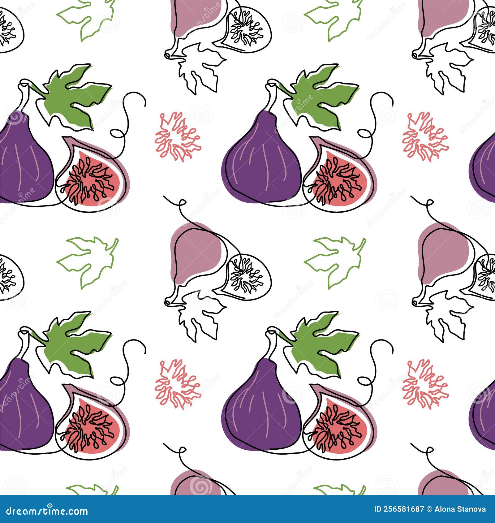 Fig Fruits Vector Pattern. Design for Wallpaper, Background, Fabric ...