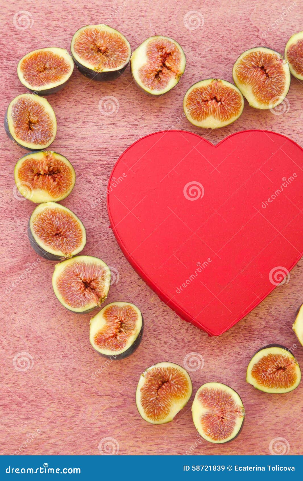 Fig Heart and a Red Heart Box Stock Image - Image of violet, surface ...