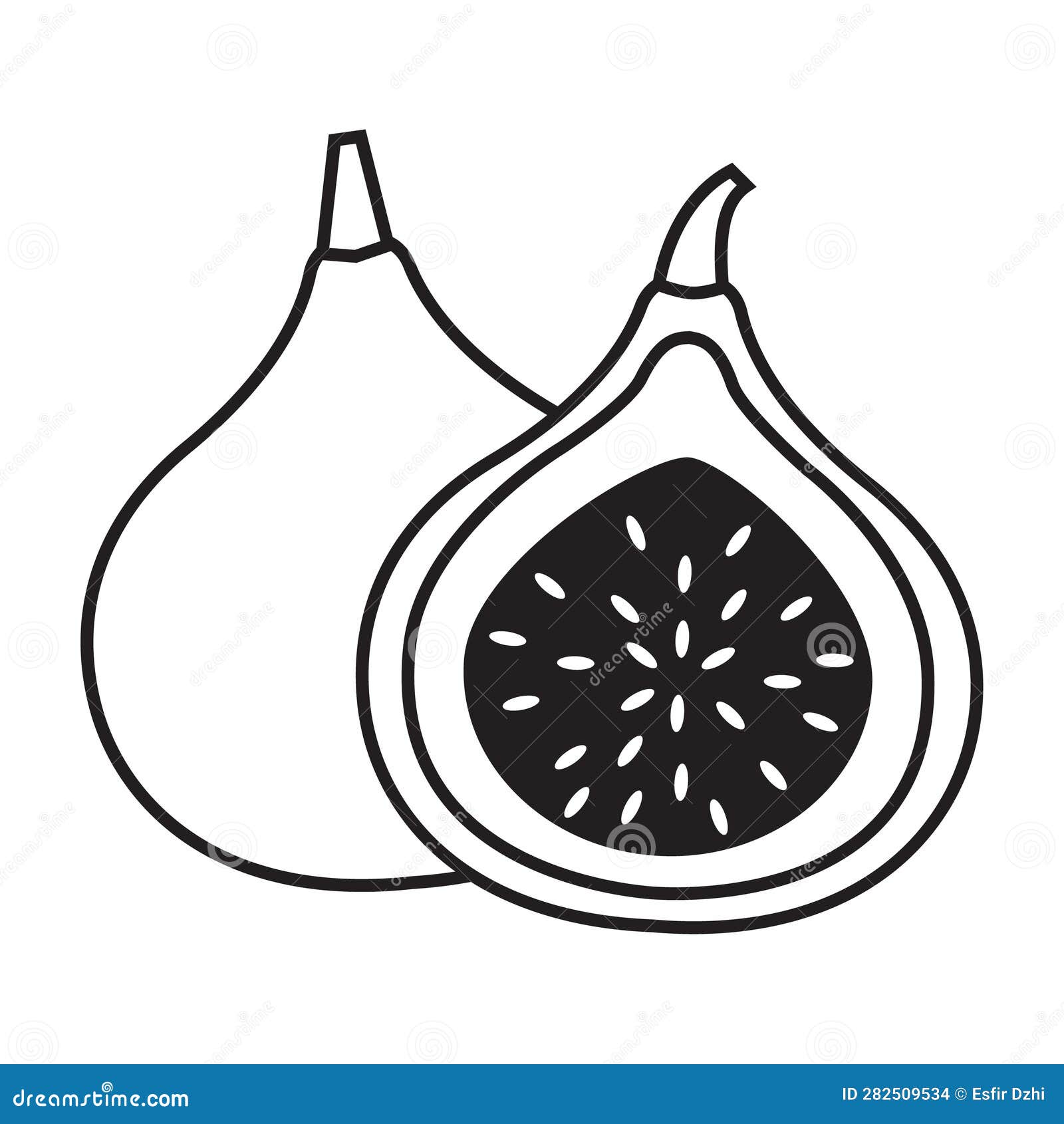 Fig Vector Outline Icon. Vector Illustration Slice Fruit on White ...