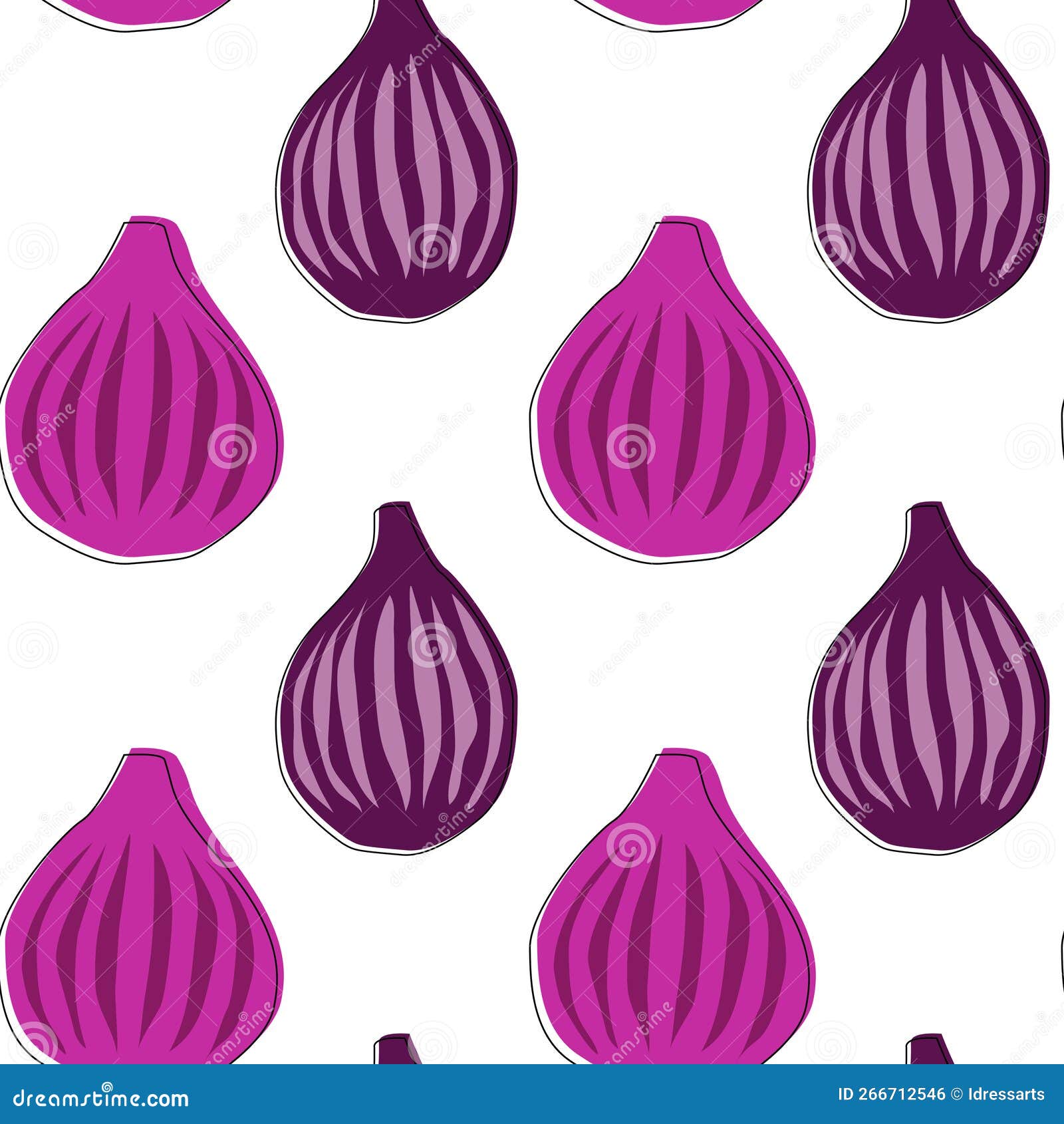 Fig Vector Seamless Pattern on White Background. Stock Vector ...