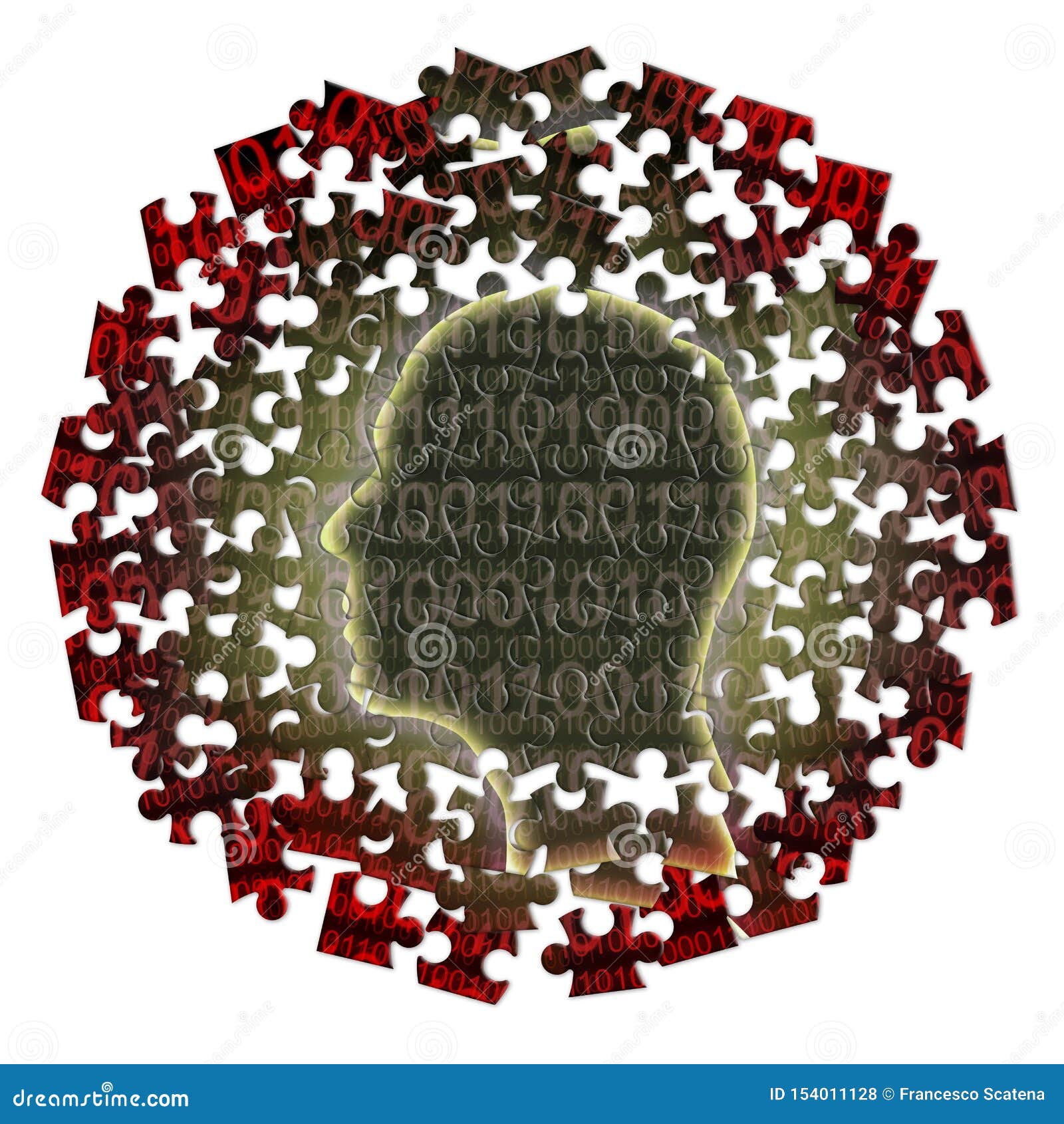 Head Binary Number Symbol Of Artificial Intelligence Thinking Digital ...