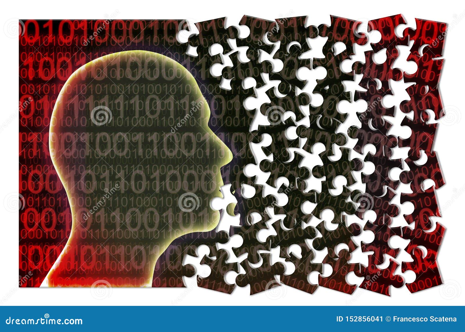 Head Binary Number Symbol Of Artificial Intelligence Thinking Digital ...