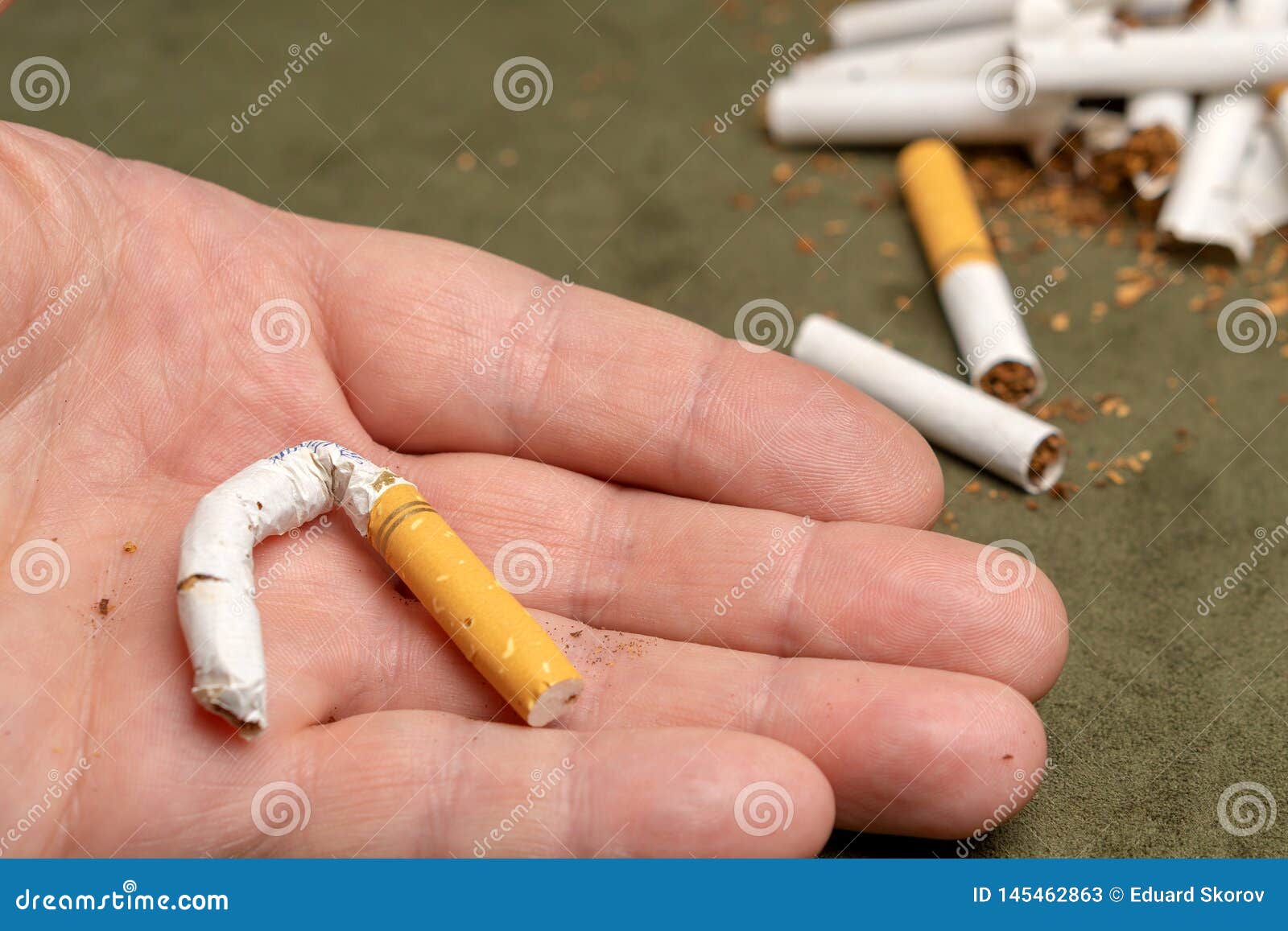 Fight Against Smoking. Broken Cigarette on the Palm Stock Image - Image ...