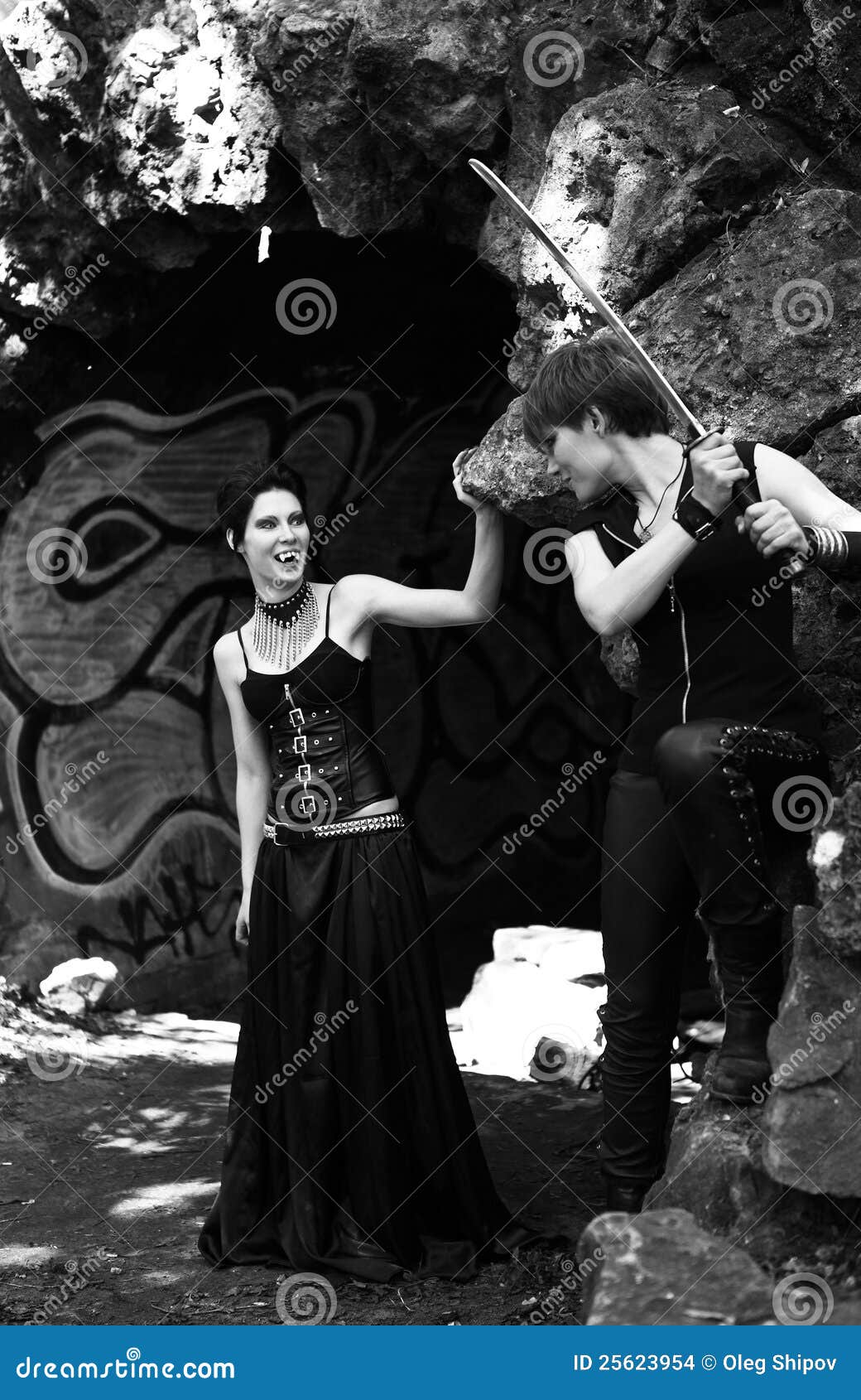 Fight against vampire stock photo. Image of devil, horror - 25623954