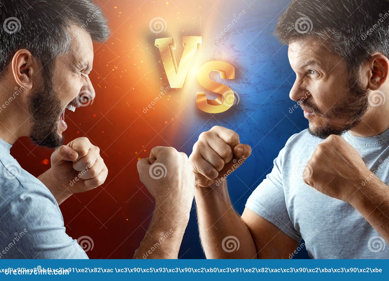 Fight, Close-up Portraits of Men Prepared for a Fight. Self-digging ...