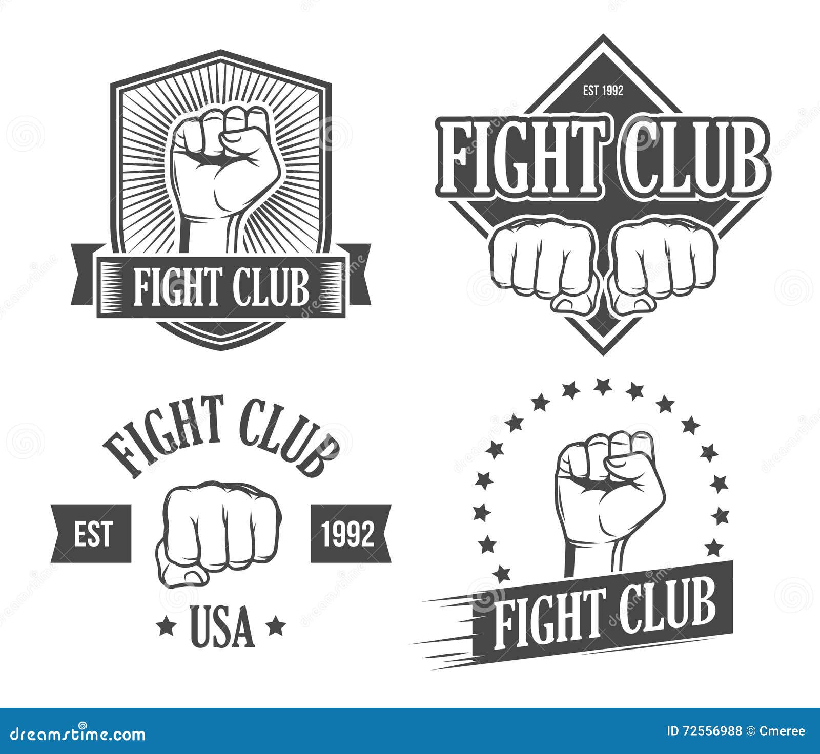 Fight club emblems stock vector. Illustration of fighting - 72556988