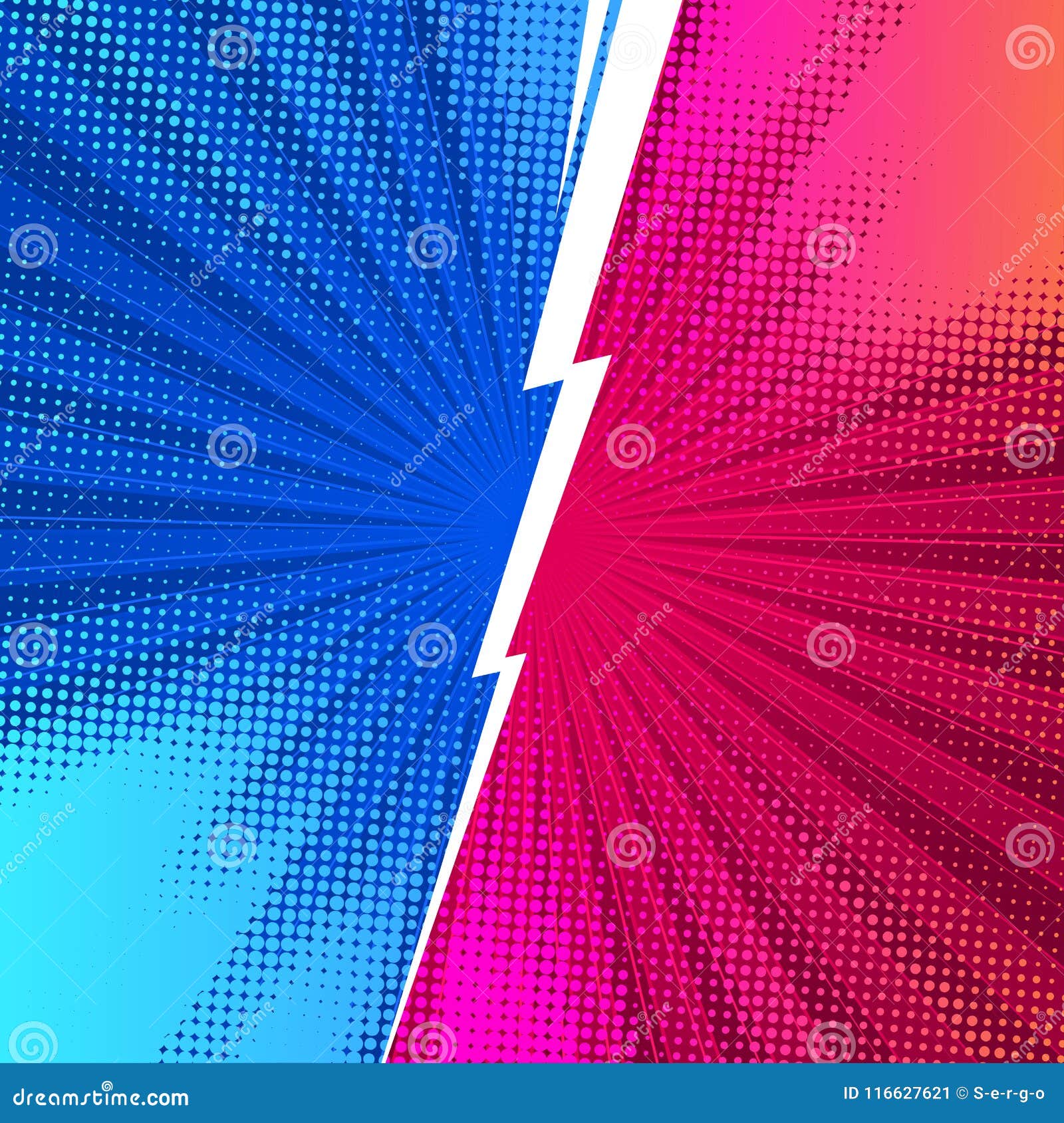 Comics Lightning Background. Pop Art Versus Arrow, Hero Battle ...