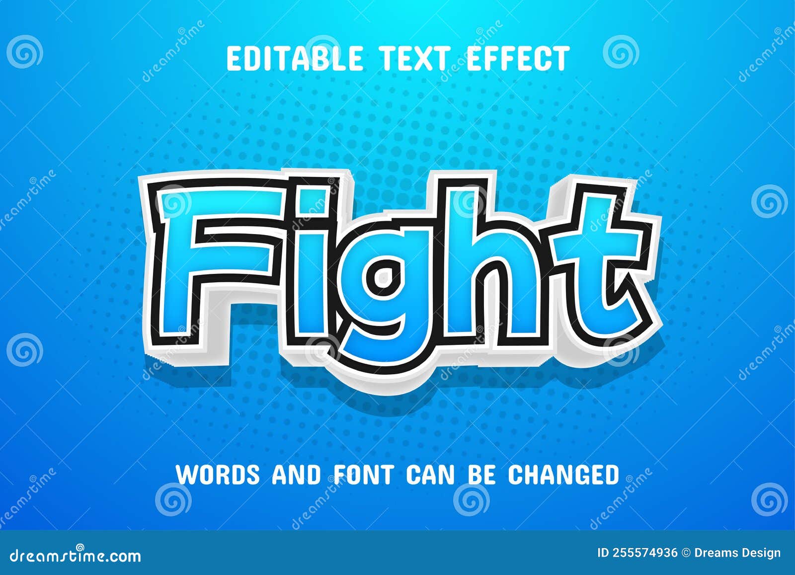 Fight 3d text effect stock vector. Illustration of sport - 255574936