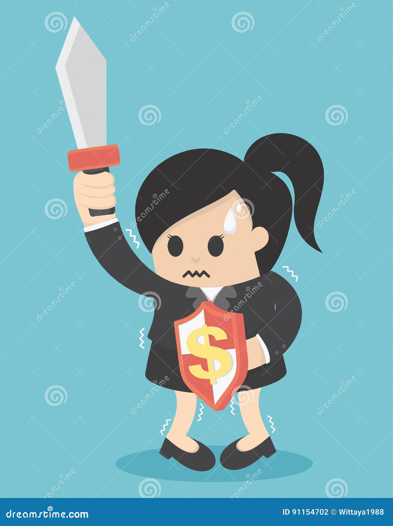 Fight with fear stock vector. Illustration of wife, fighting - 91154702