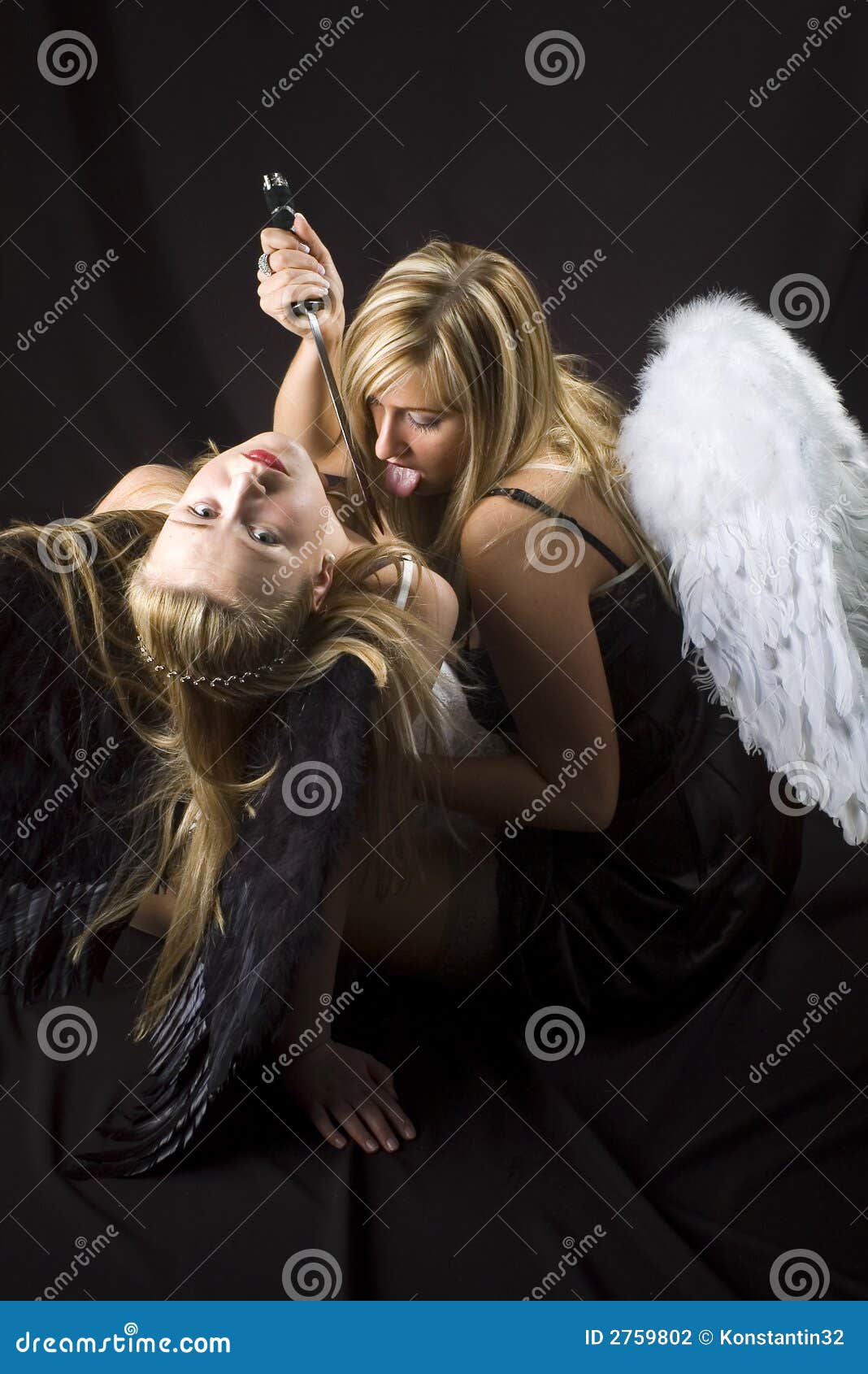 Fight Good with Ill - Angels in Battle with Swords Stock Photo - Image ...