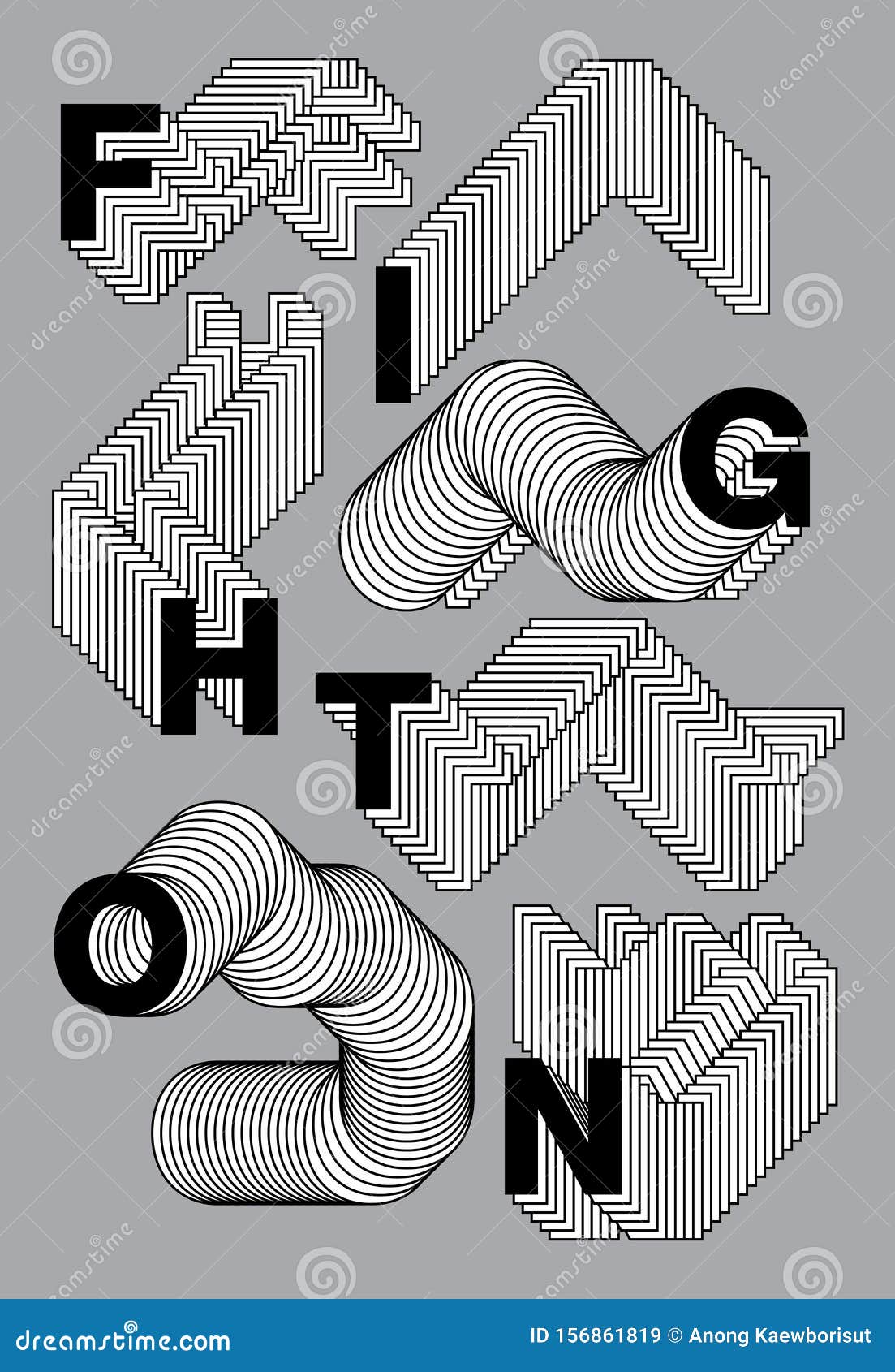 Fight on, Layered Alphabet, Words with Phrases about Cheer Stock Vector ...