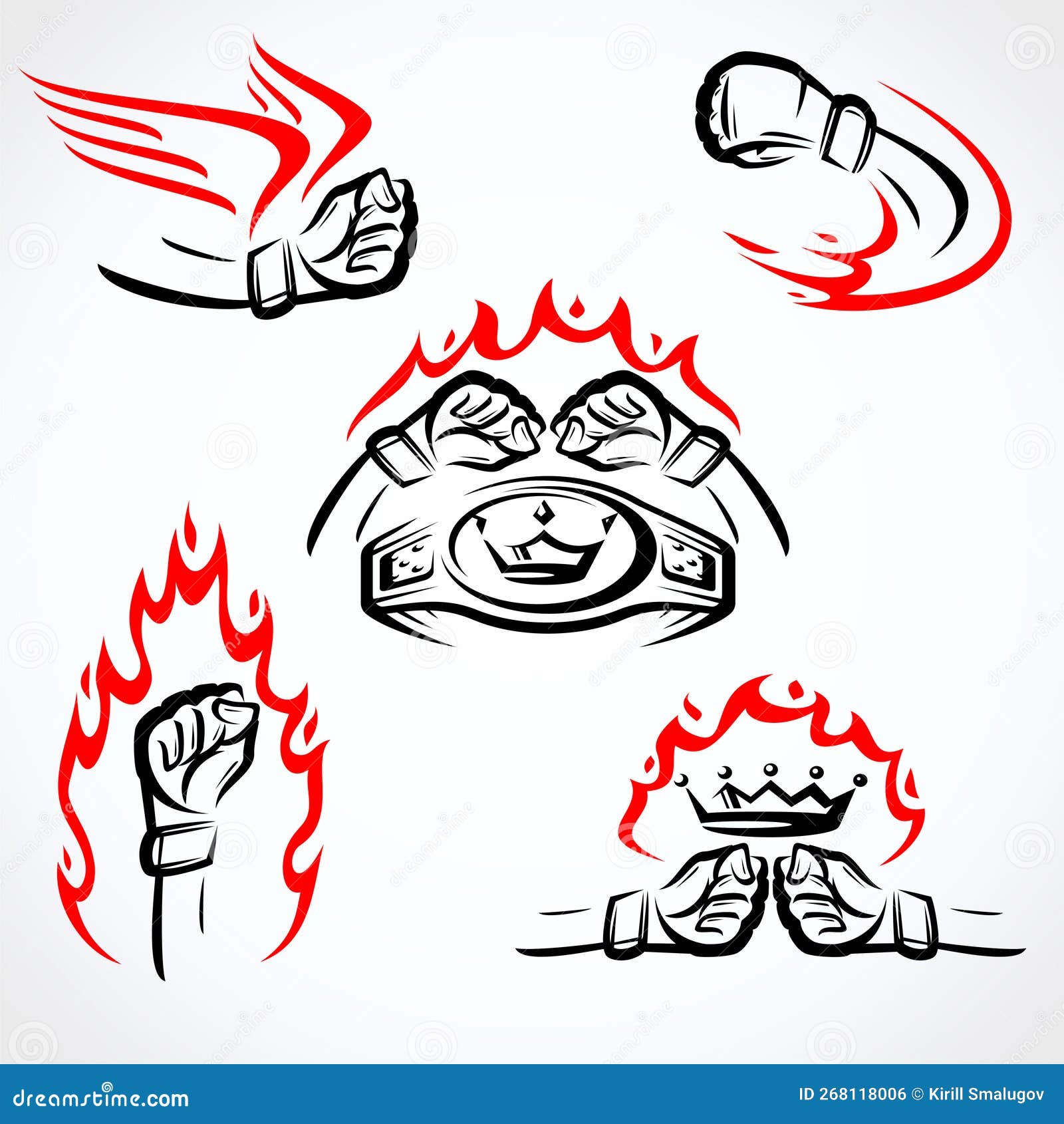 Fight MMA Icon Set. Collection Element Fight Stock Illustration ...