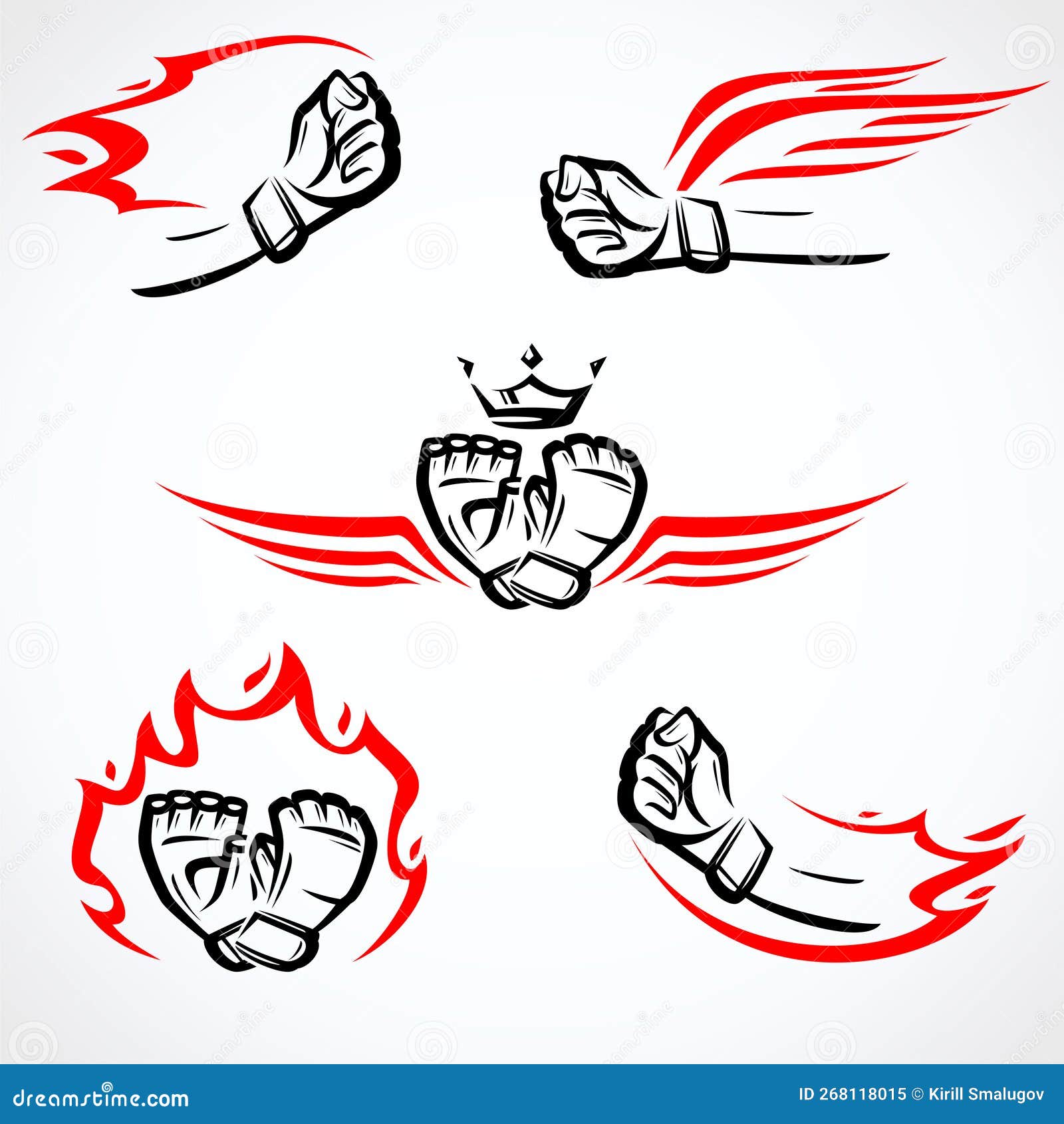 Fight MMA Icon Set. Collection Element Fight Stock Illustration ...