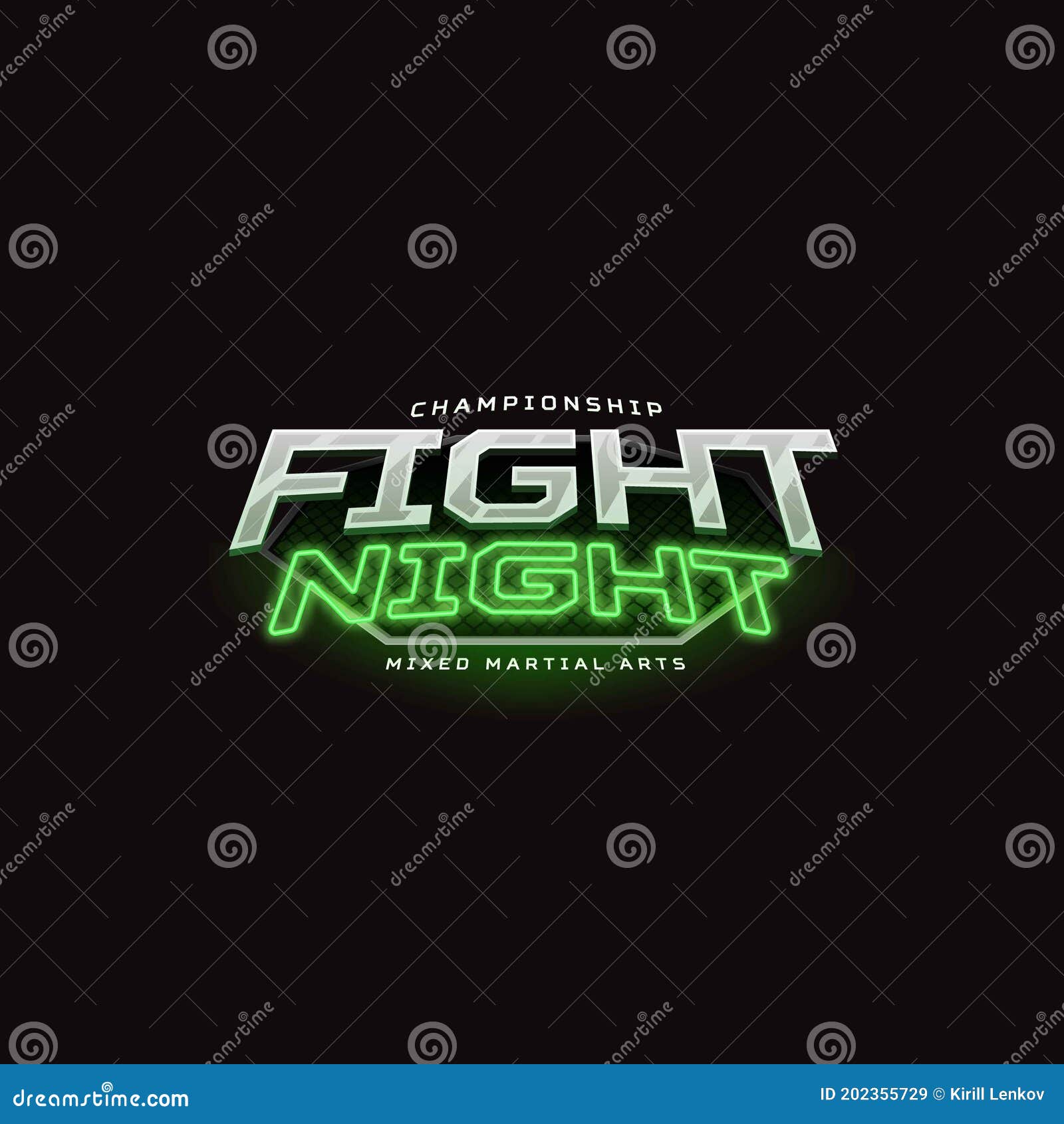 Fight Night Neon Signboard. Bright Night Advertising, Light Banner ...