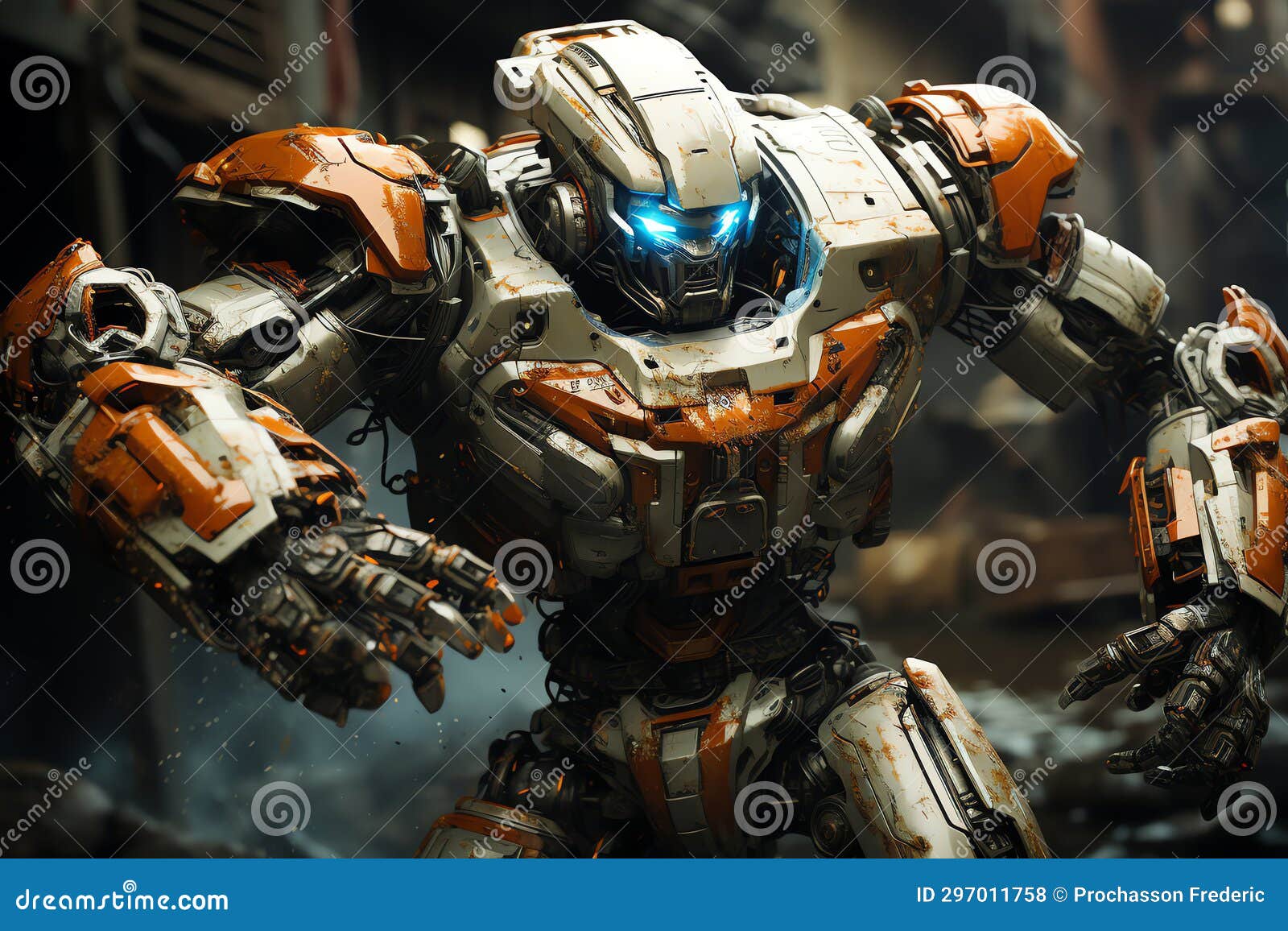 Fight robot, AI generated stock photo. Image of light - 297011758