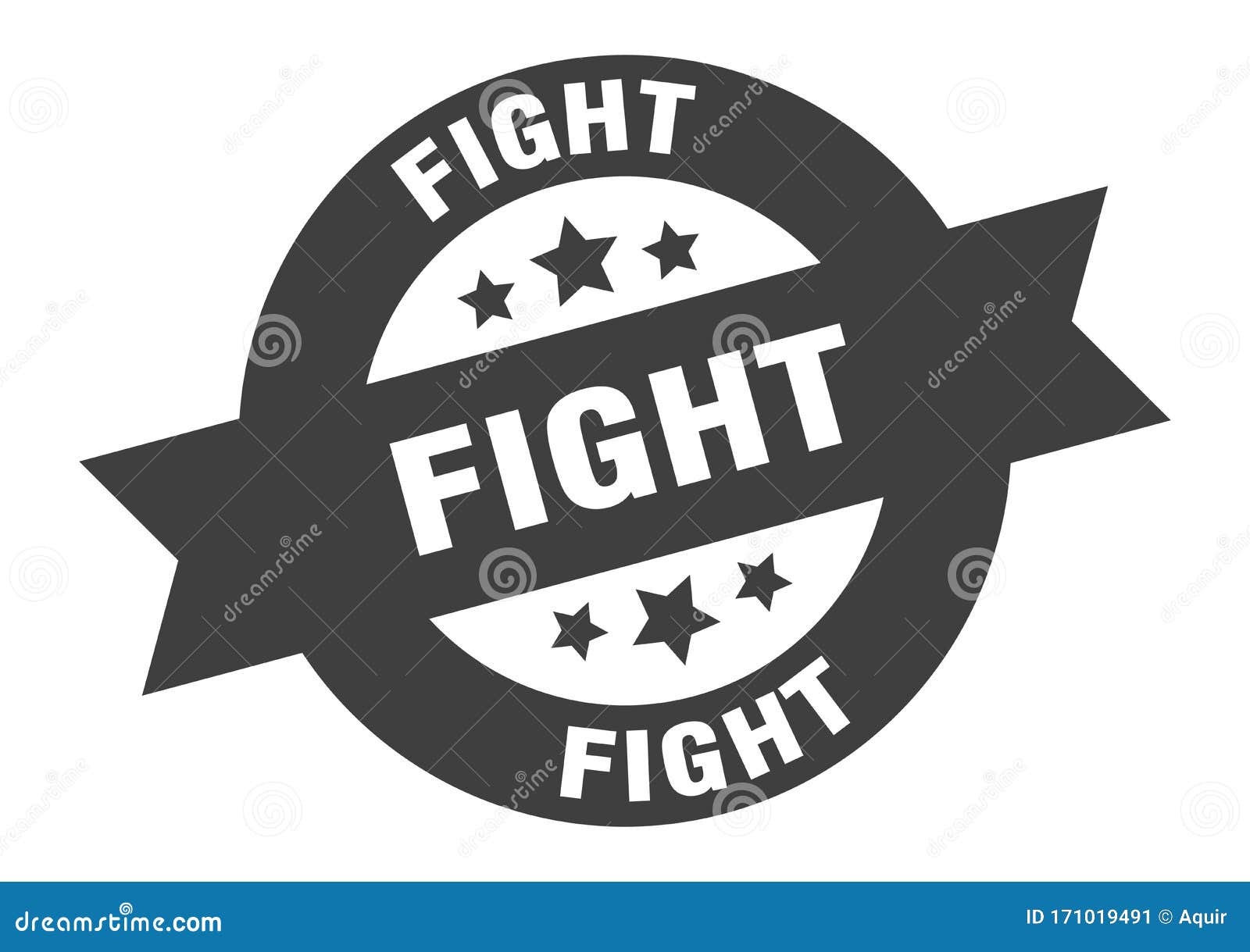 Fight Sign. Fight Round Ribbon Sticker Stock Vector - Illustration of ...