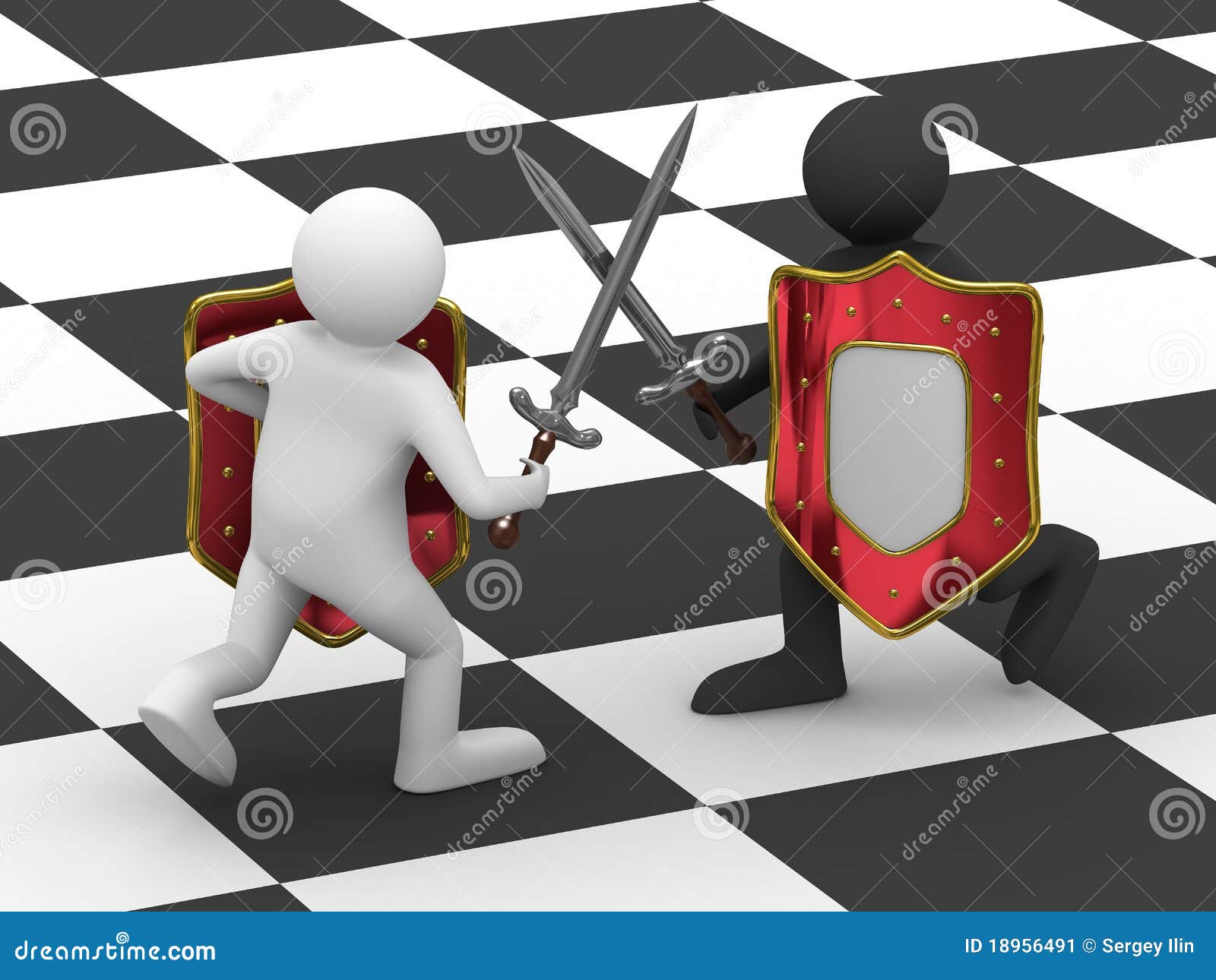 Fight on Swords. Isolated 3D Image Stock Illustration - Illustration of ...