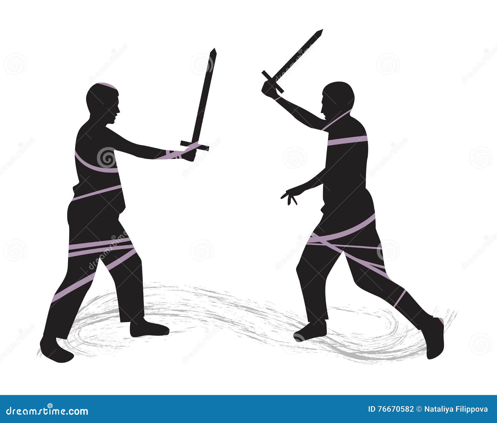 Fight on swords stock vector. Illustration of simple - 76670582