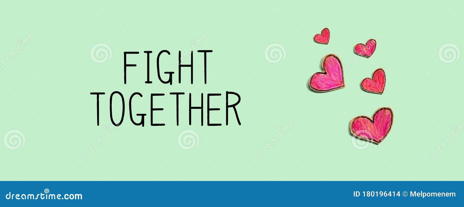 Fight Together Message with Red Heart Drawings Stock Photo - Image of ...