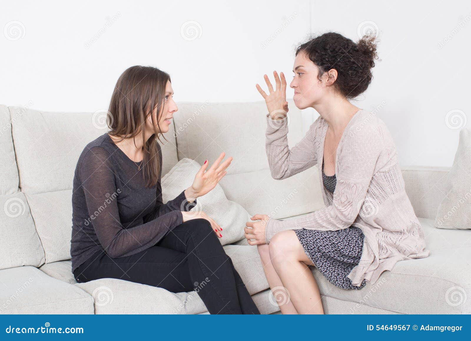 Fight between two women stock image. Image of sofa, discussion - 54649567