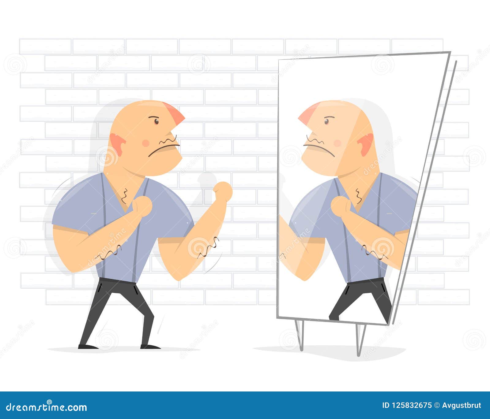 Fight with Yourself. Man in Front of a Mirror. Stock Vector ...