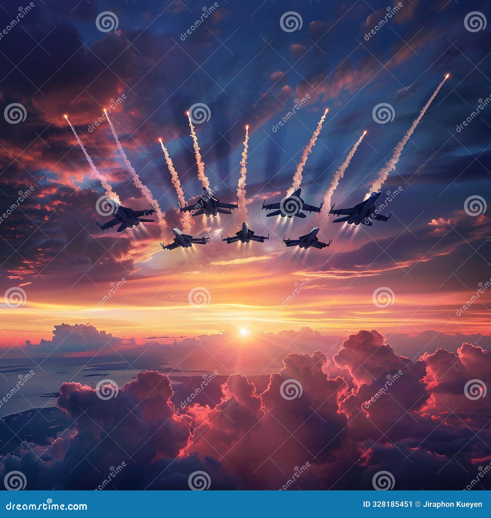 Fighter Aircraft Formation Flight a Stunning Image of Multiple Fighter ...
