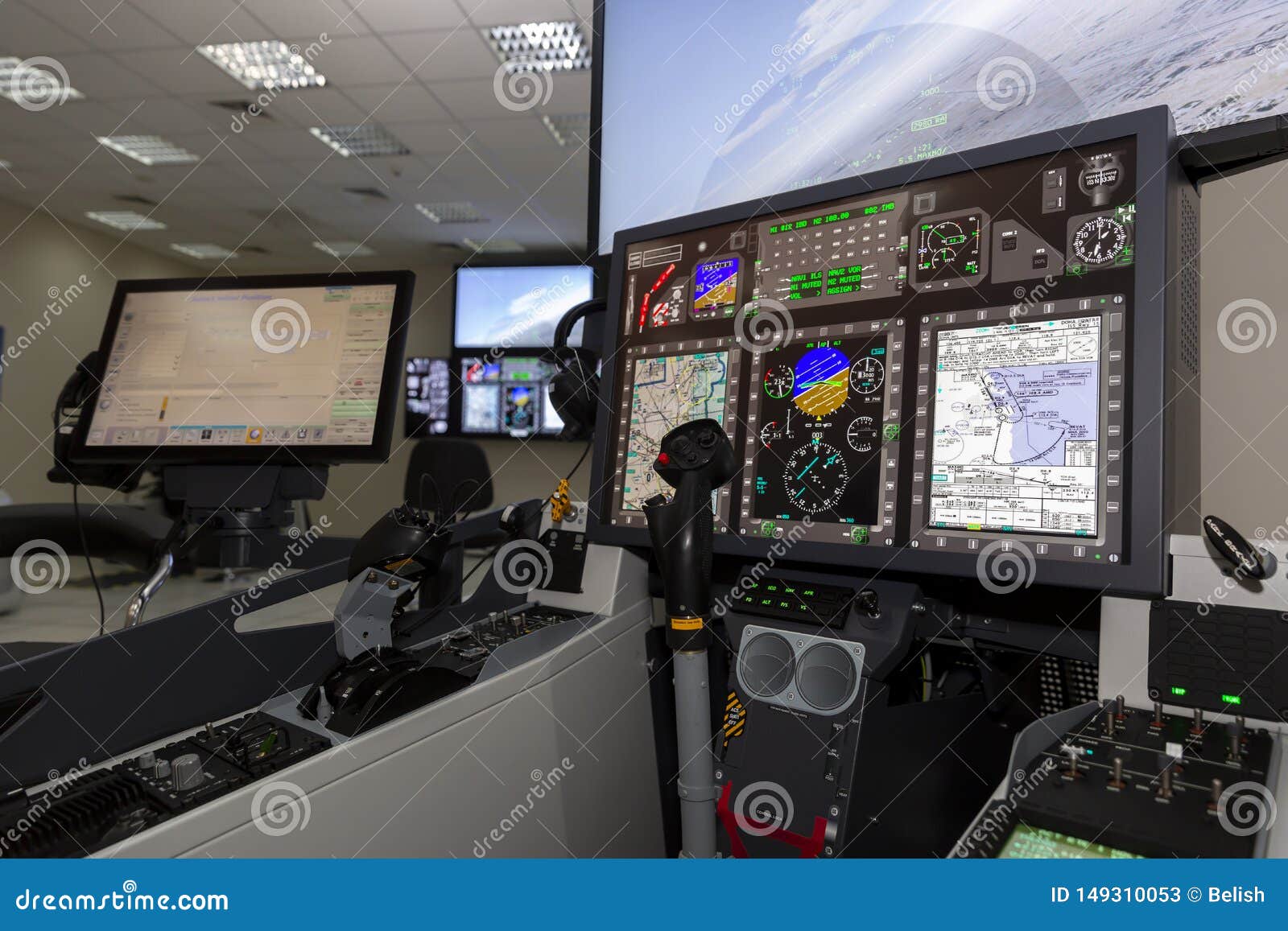 Fighter Aircraft Simulator Training Room Stock Image - Image of ...