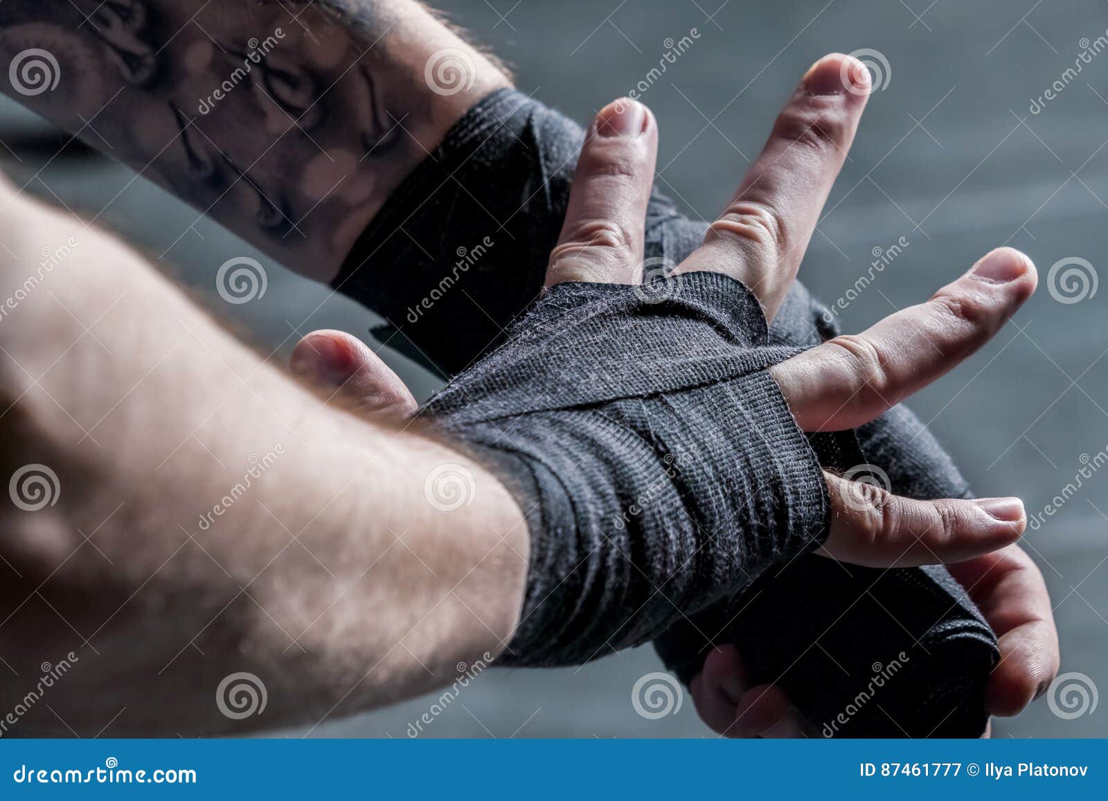 Fighter bandages his hands stock image. Image of protection - 87461777