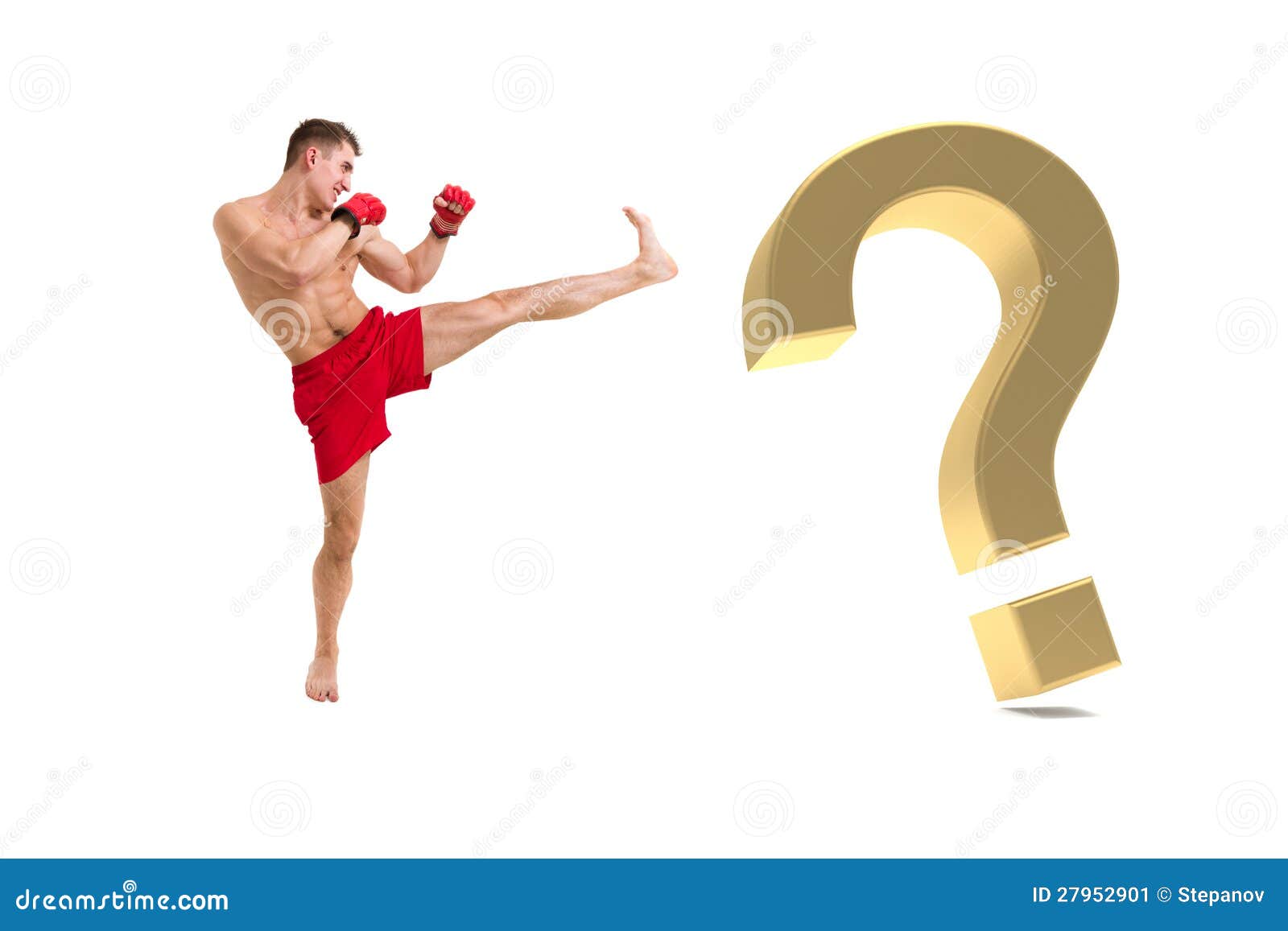 Fighter Boxing With Gold Question Mark Royalty-Free Stock Photography ...