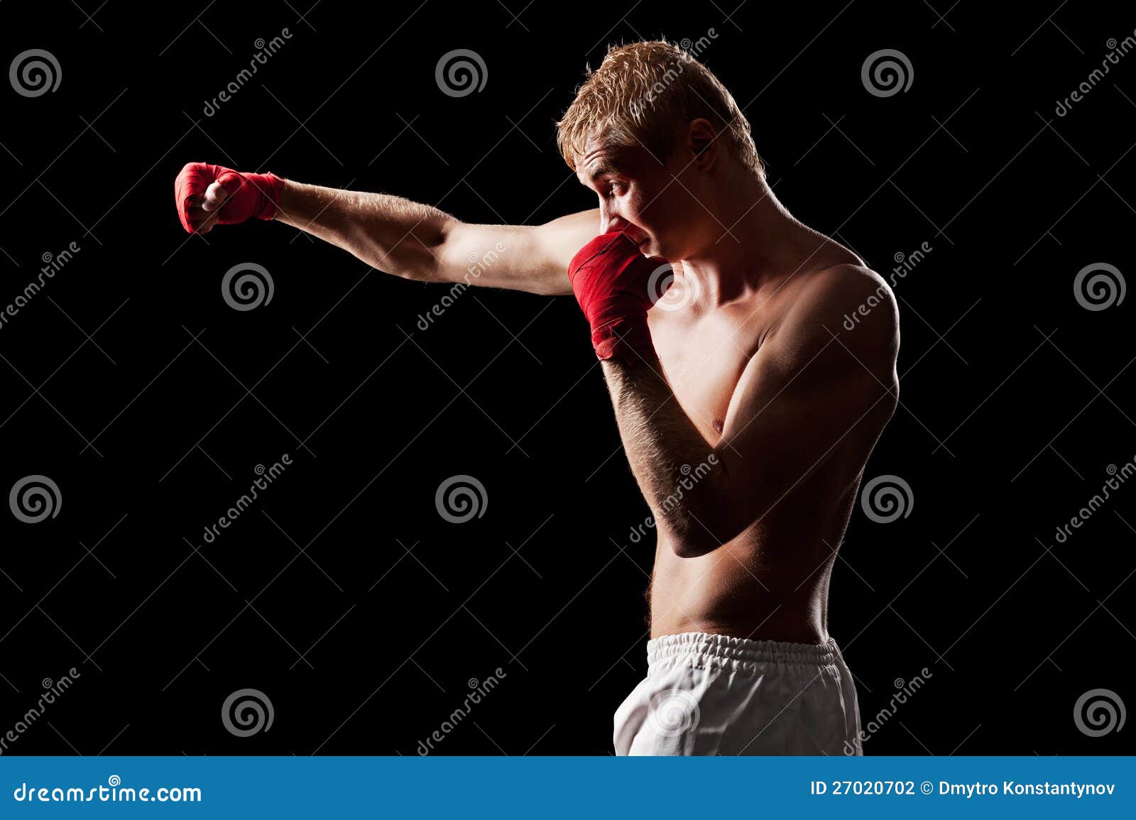 Fighter Boxing Over Black Background Stock Photo - Image of power ...