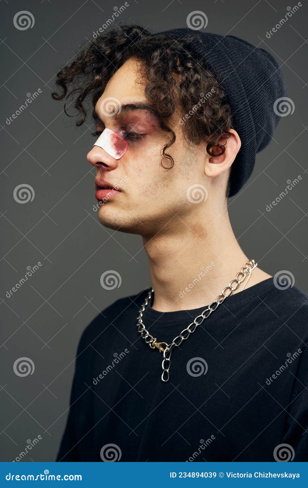 A Fighter with a Broken Nose Aggression Conflict the Dark Background ...