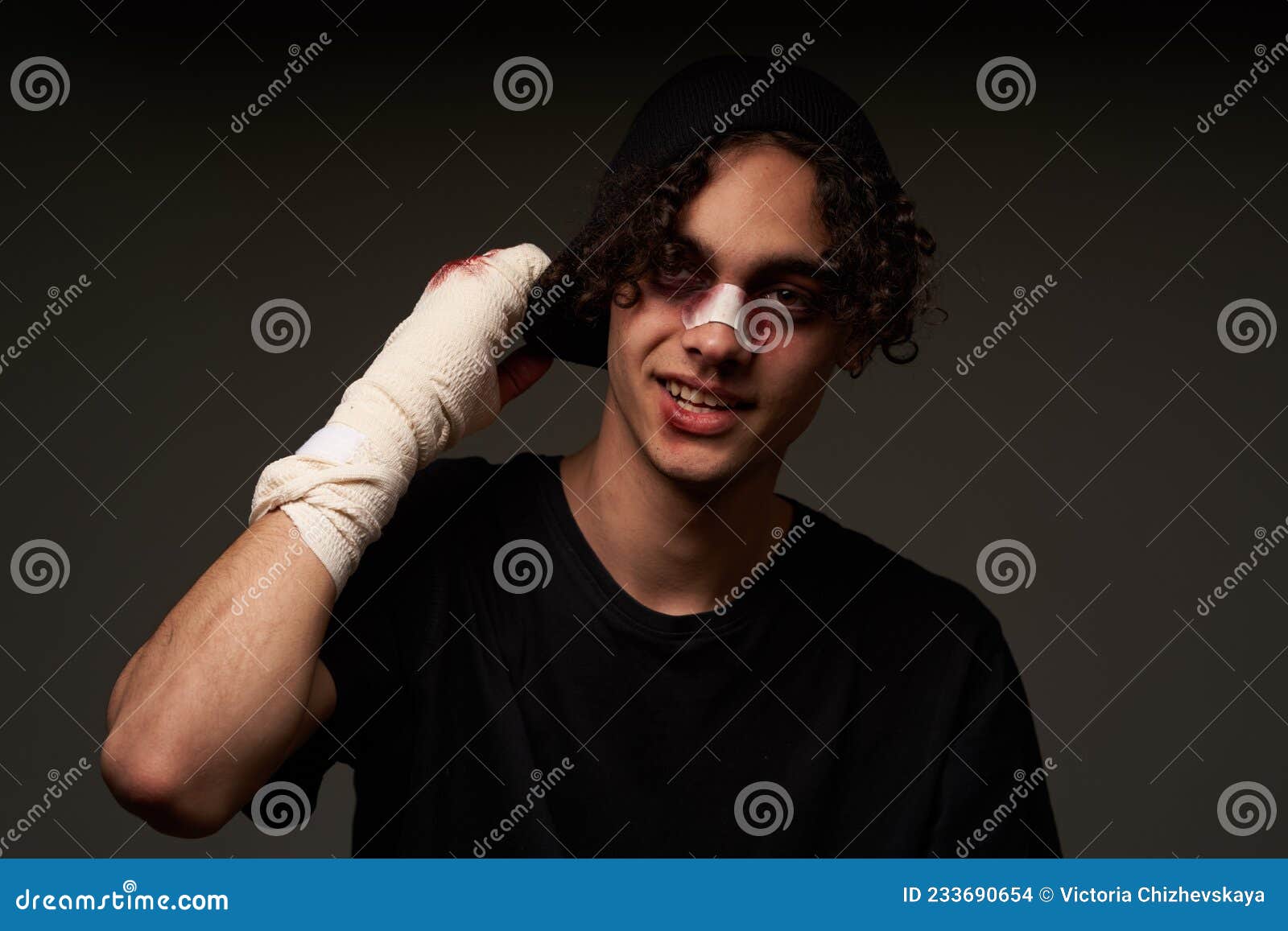 Fighter with Broken Nose Training Boxing Conflict Aggression Injury ...