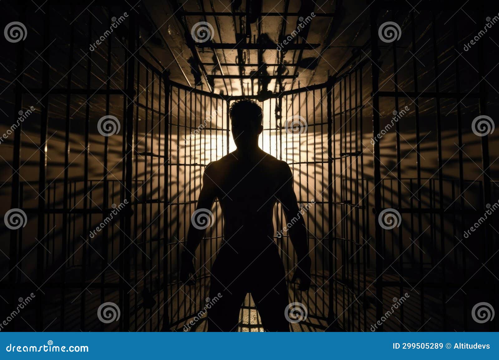 A Fighter in the Cage, Shadow Boxing before the Fight Stock ...