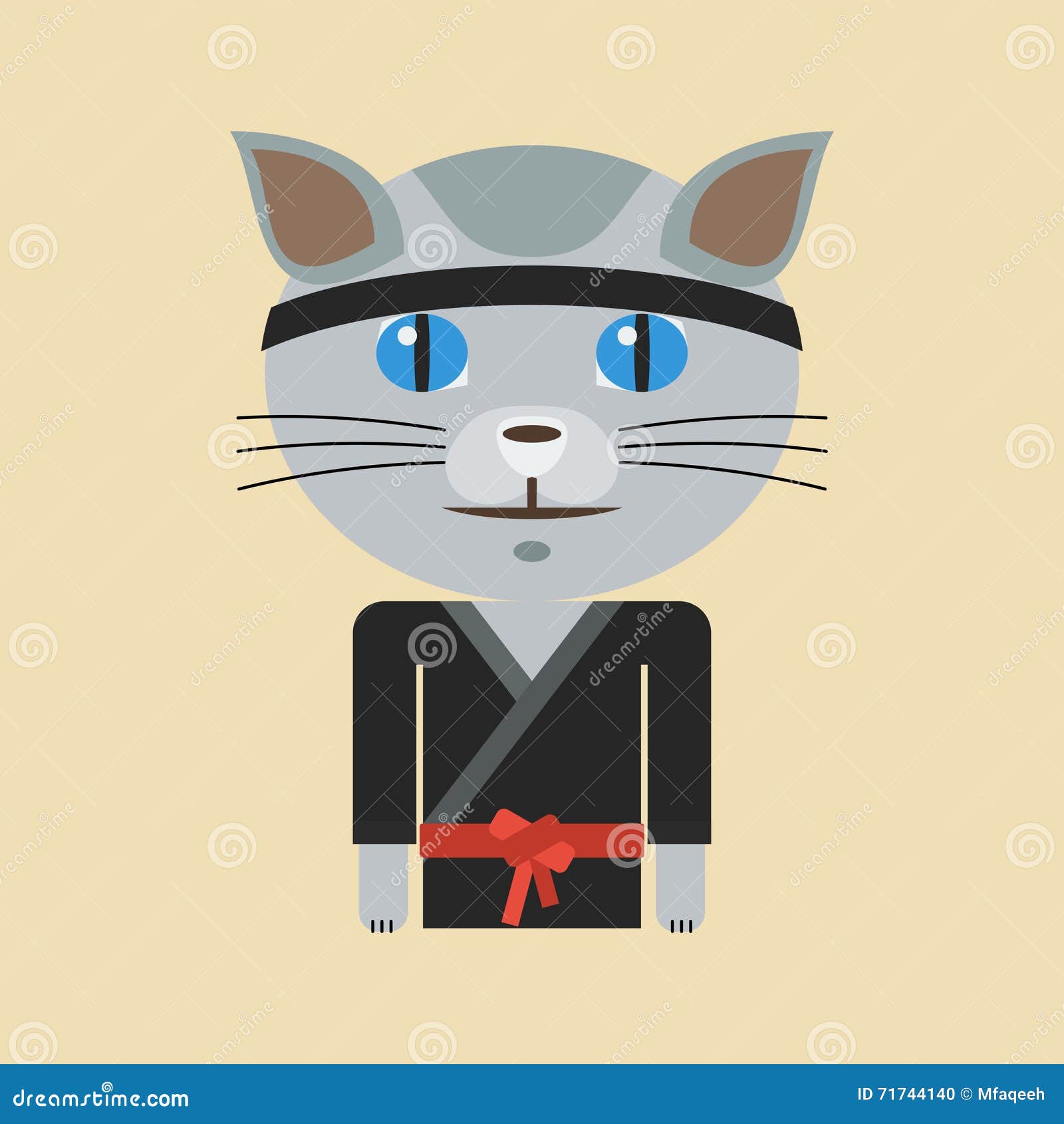 Flat Cartoon Style Fighter Cat Character Illustration Stock Vector ...