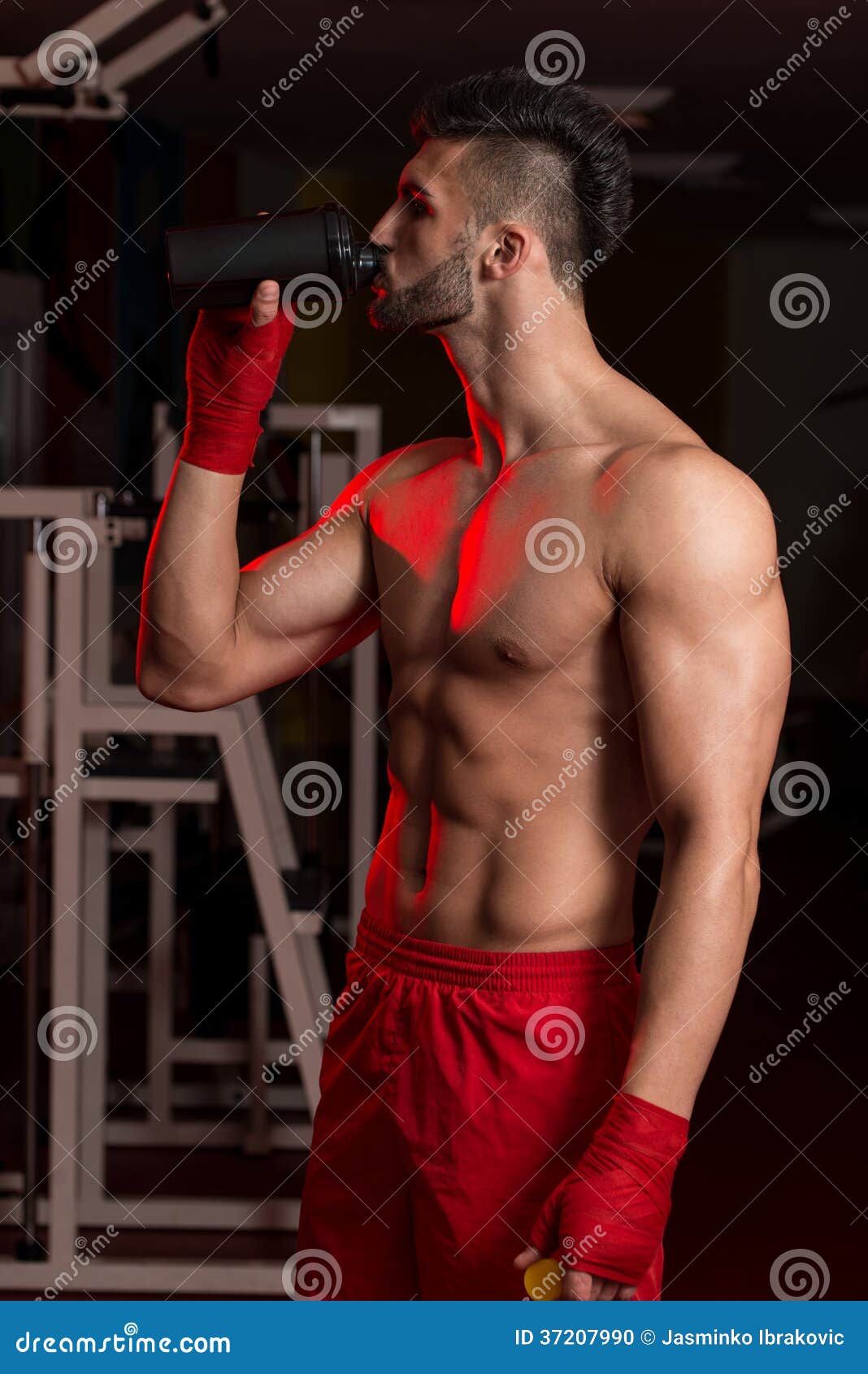 Fighter Drinking from a Bottle of Water Stock Photo - Image of ...