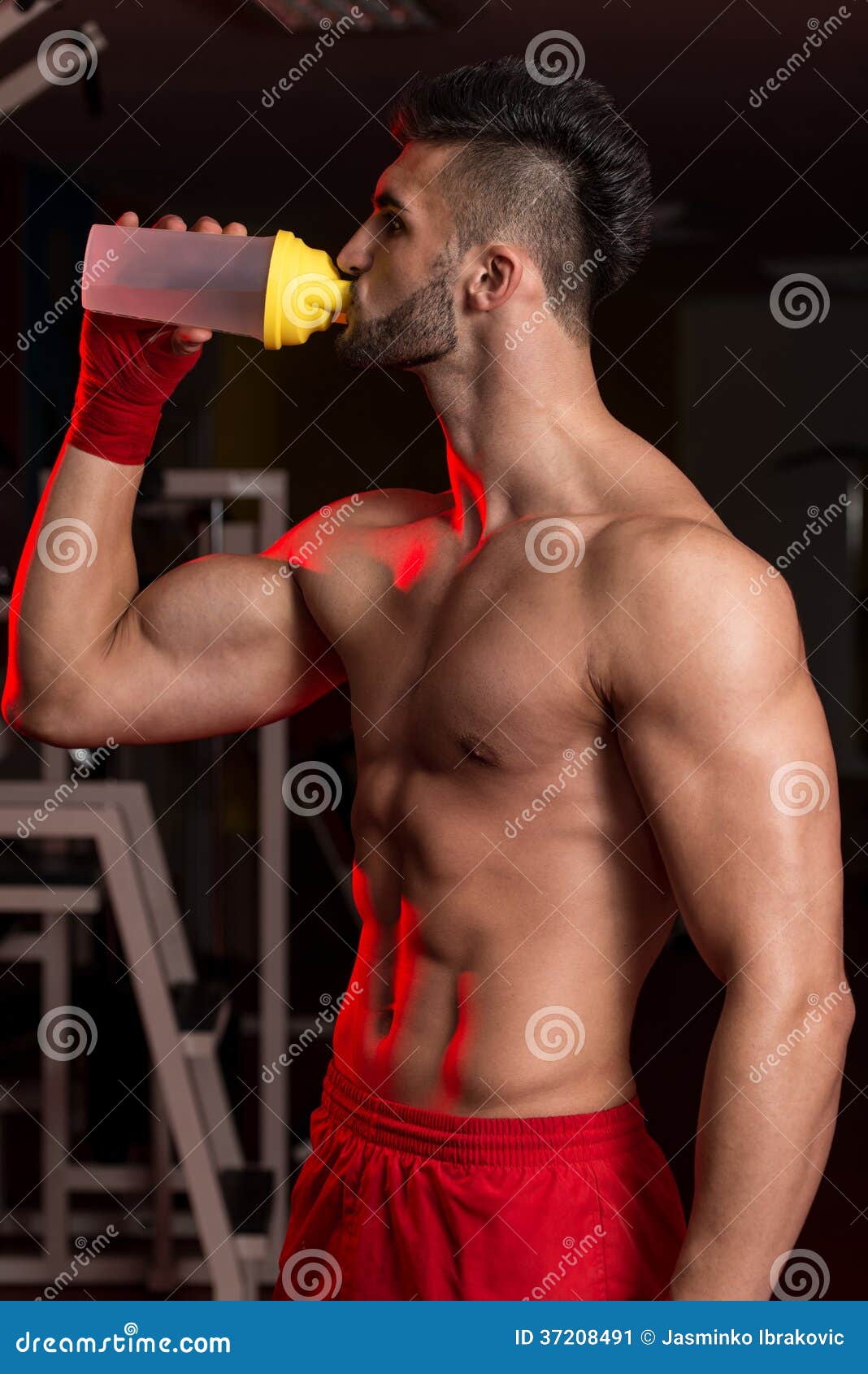 Fighter Drinking from a Bottle of Water Stock Image - Image of ...