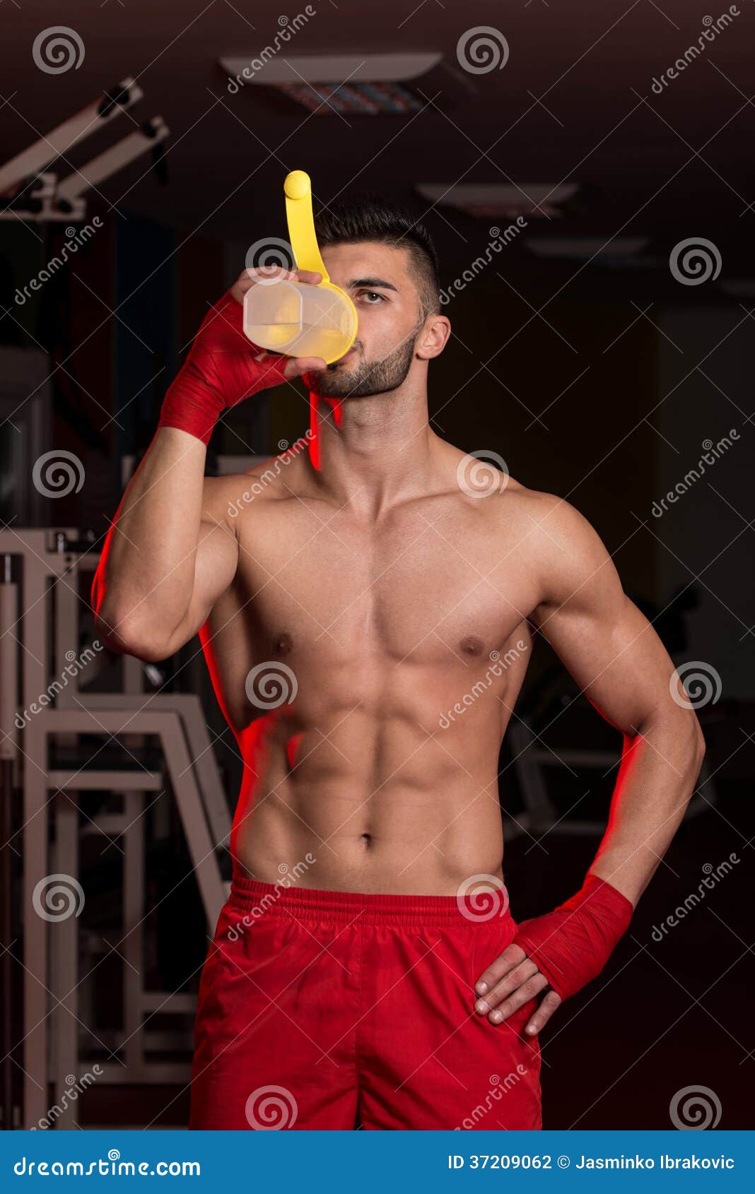 Fighter Drinking from a Bottle of Water Stock Photo - Image of adult ...